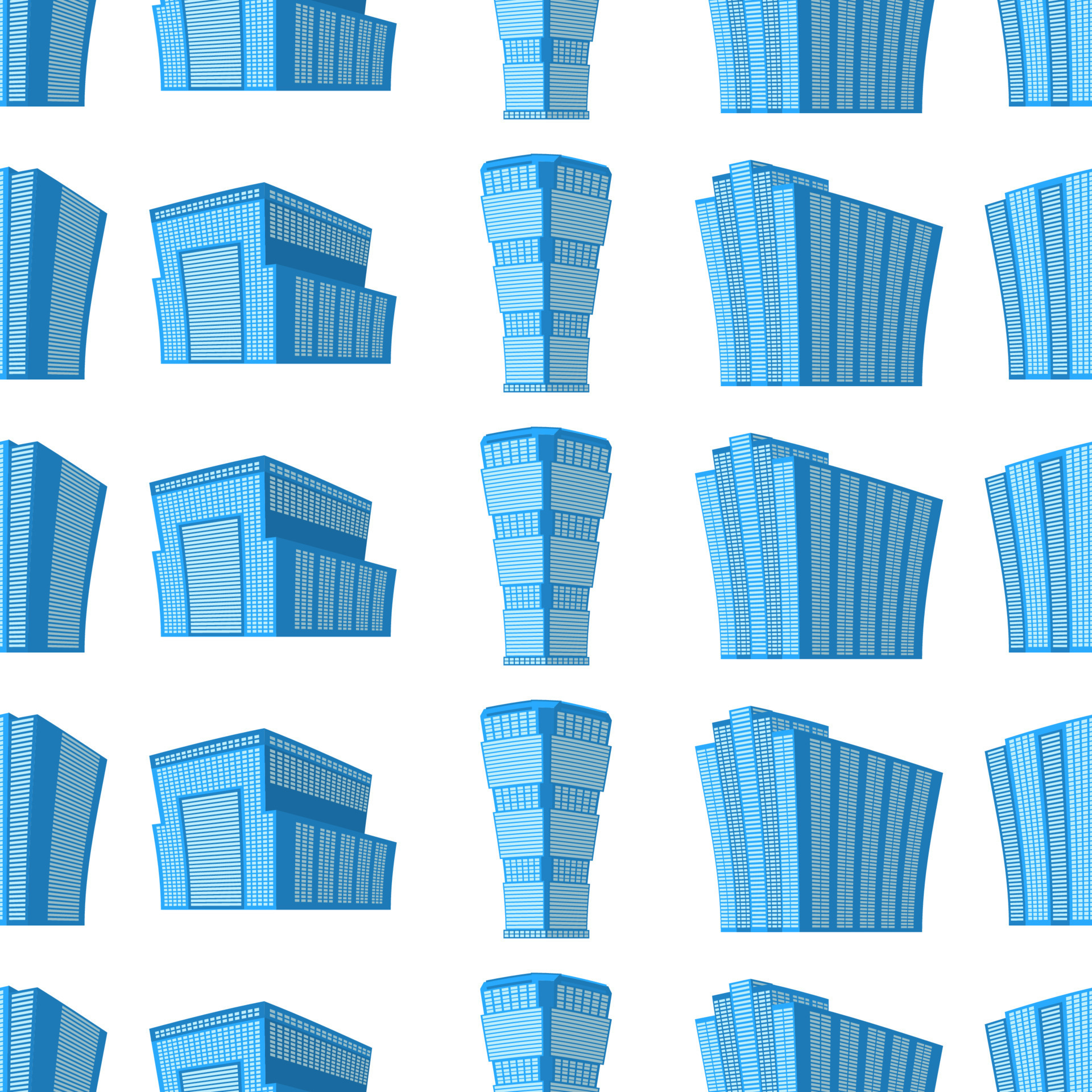 Seamless Pattern with modern isometric building on a white background ...