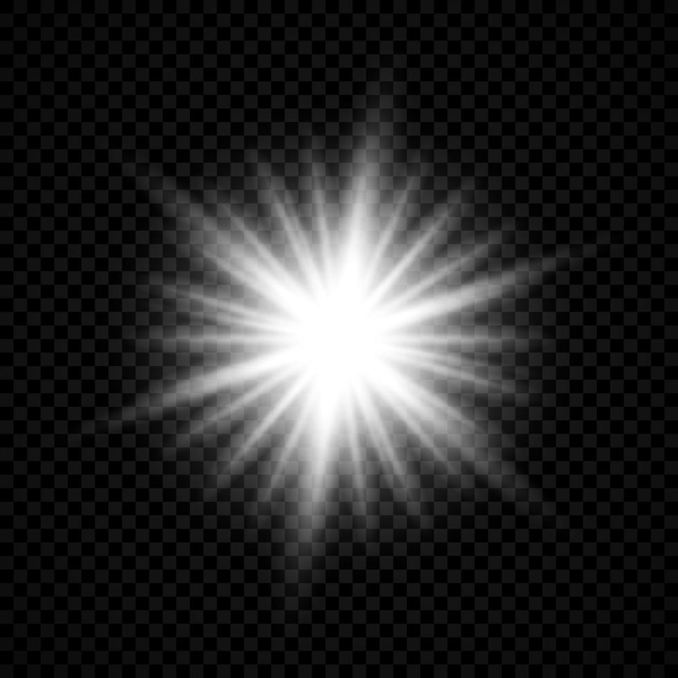 Light effect of lens flares. White glowing lights starburst effects with sparkles on a ...