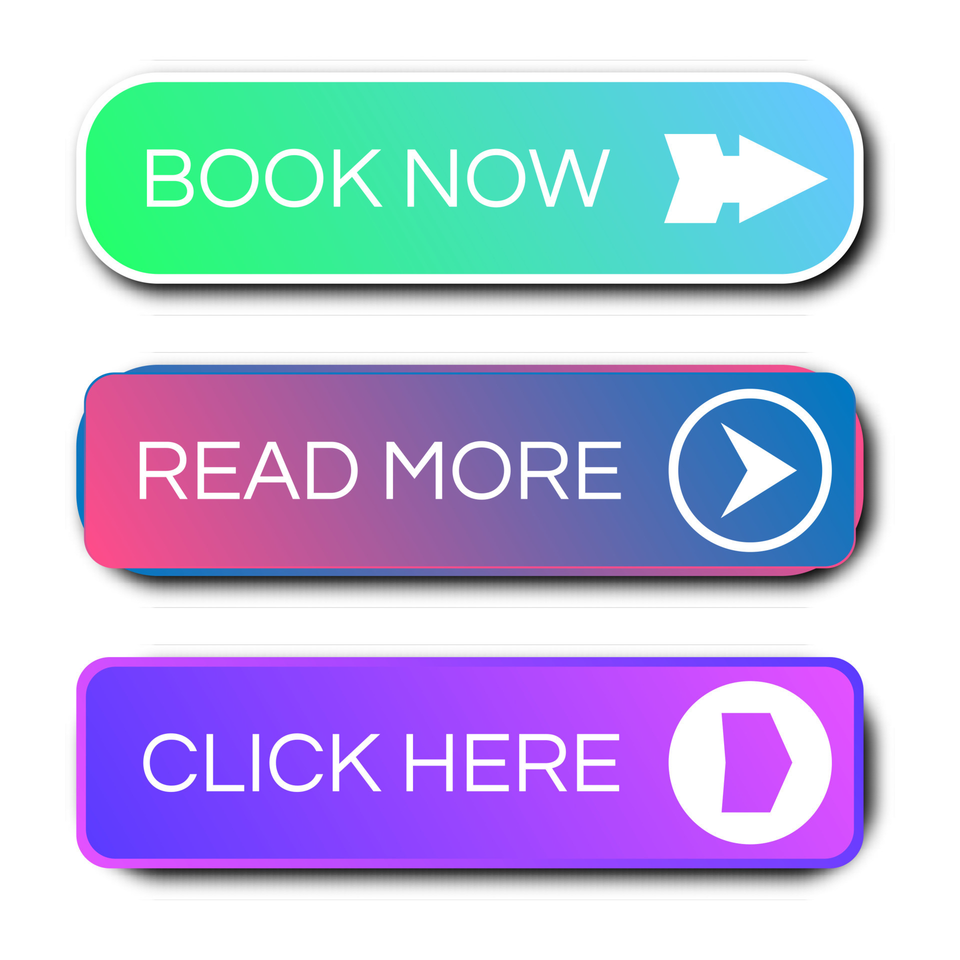 Set of three modern gradient buttons with shadows. Read more Buttons. Vector illustration ...