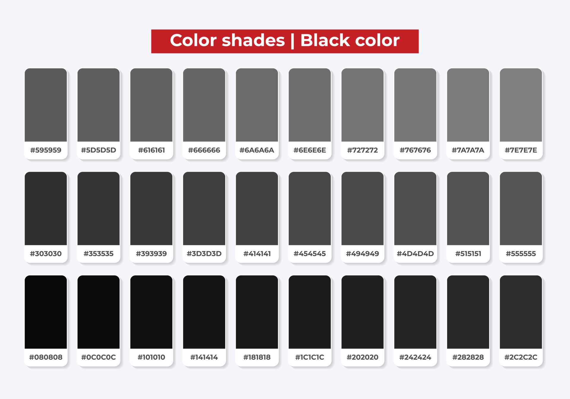 Black white and grey color shades with RGB HEX for textile, fashion ... Black white and grey color shades with RGB HEX for textile, fashion ...