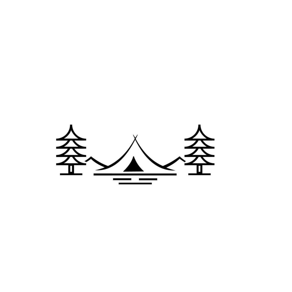 Camping Logo Vector Line Style Retro Summer Camp Badge Graphic Logo