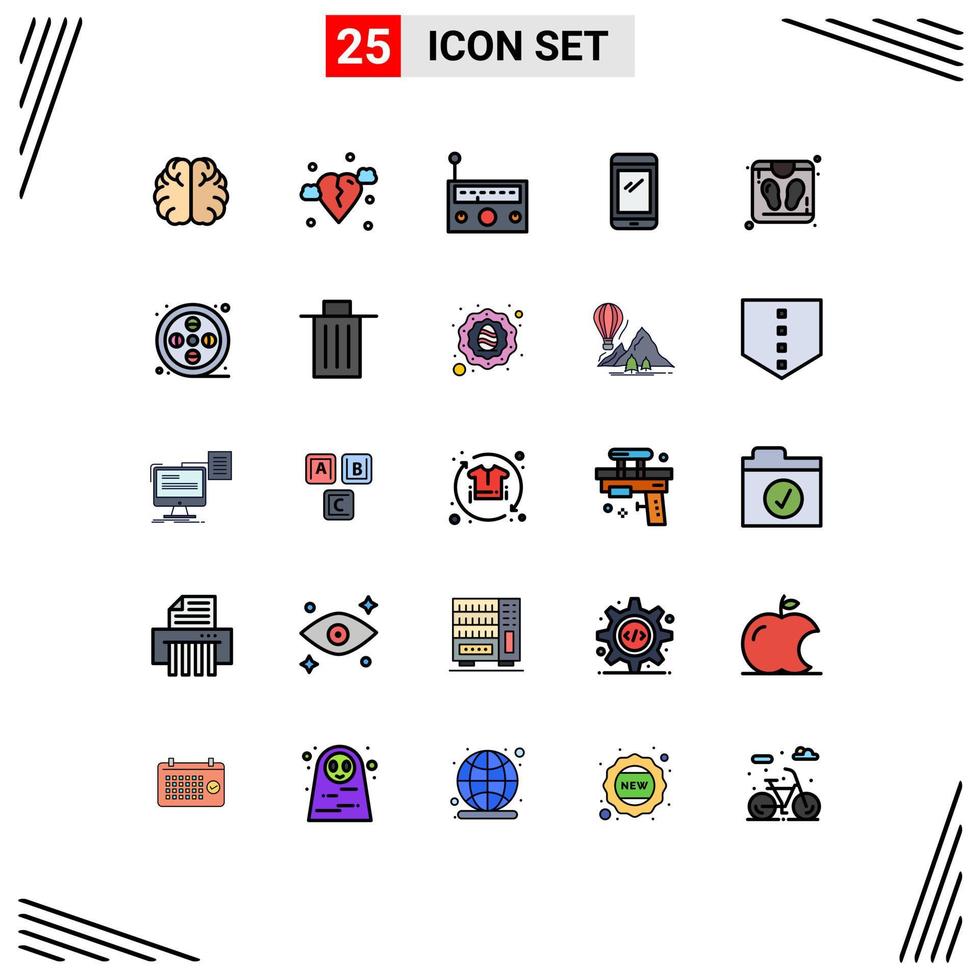 Group Of 25 Filled Line Flat Colors Signs And Symbols For Bathroom Scale Android Device Mobile