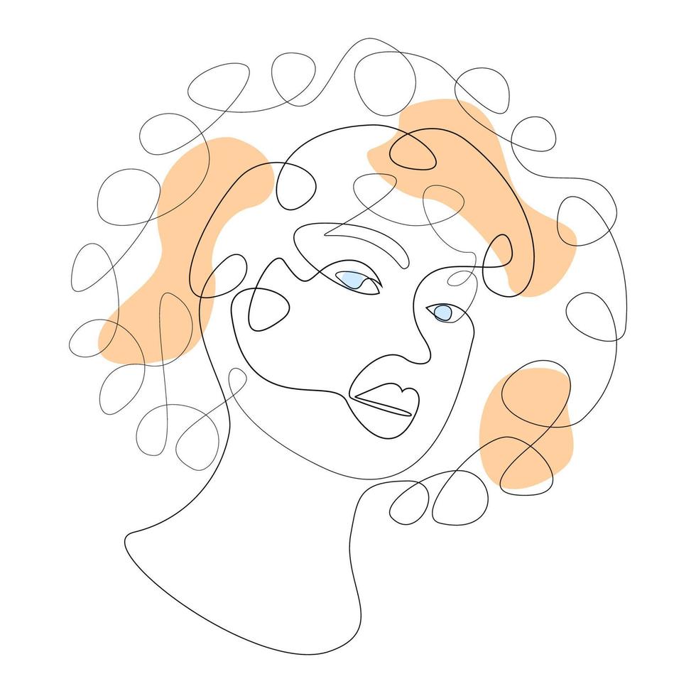 Abstract Poster With Minimal Woman Face One Line Drawing Style Fashion