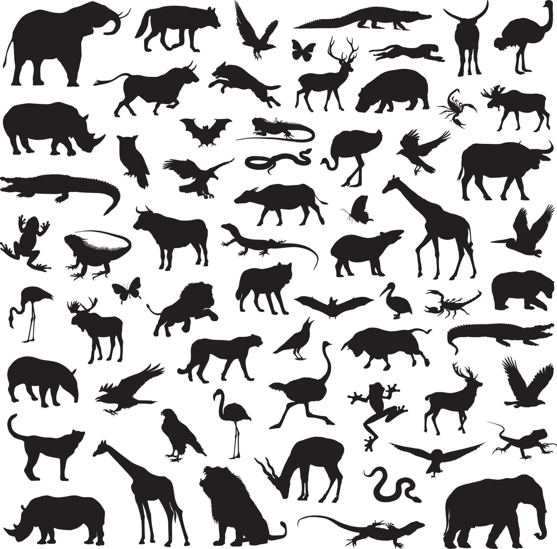 Africa safari animals wild life silhouette clip art 15826935 Vector Art ...