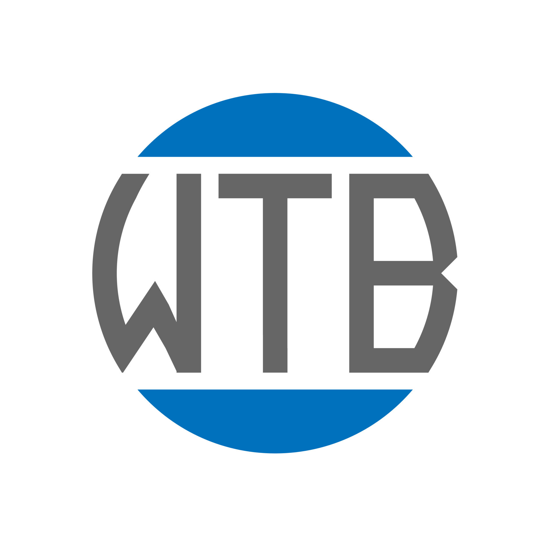 diseño de logotipo de letra wtb sobre fondo blanco. concepto de logotipo de círculo de iniciales ...