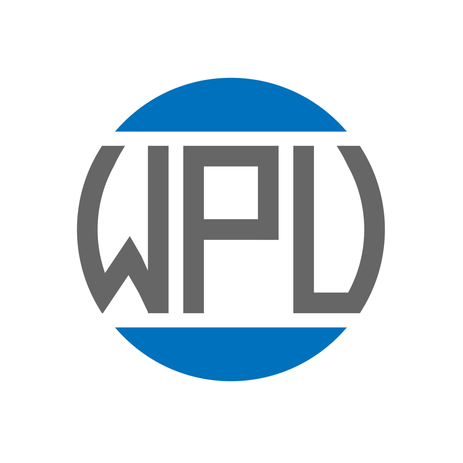 diseño de logotipo de letra wpu sobre fondo blanco. concepto de logotipo de círculo de iniciales ...