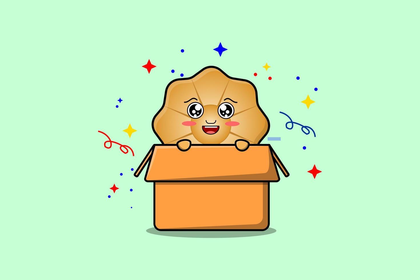 lindo personaje de dibujos animados de galletas que sale de la caja 15835018 Vector en Vecteezy
