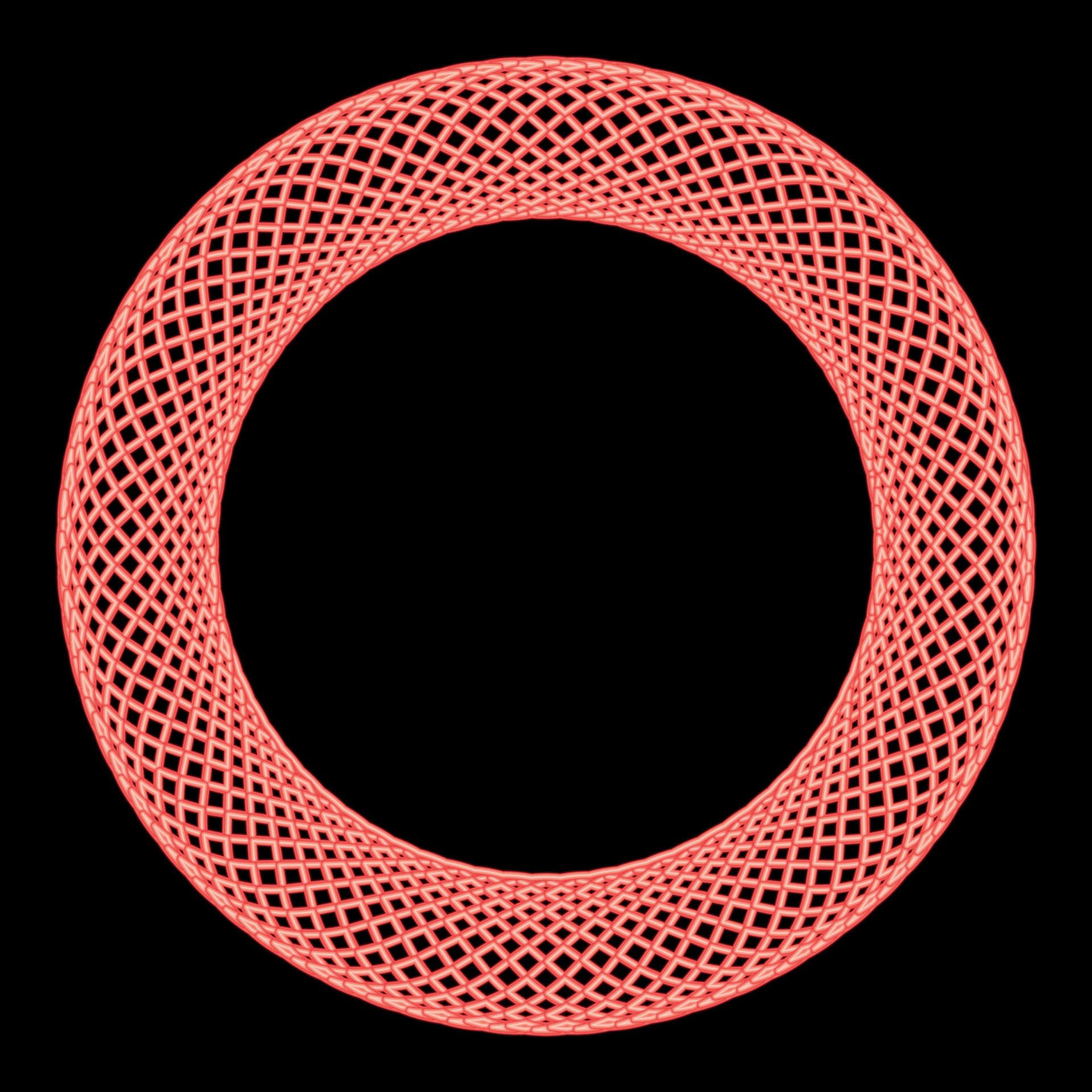 Neon Spirograph Element Empty In Center Abstract Concentric Symbol Red