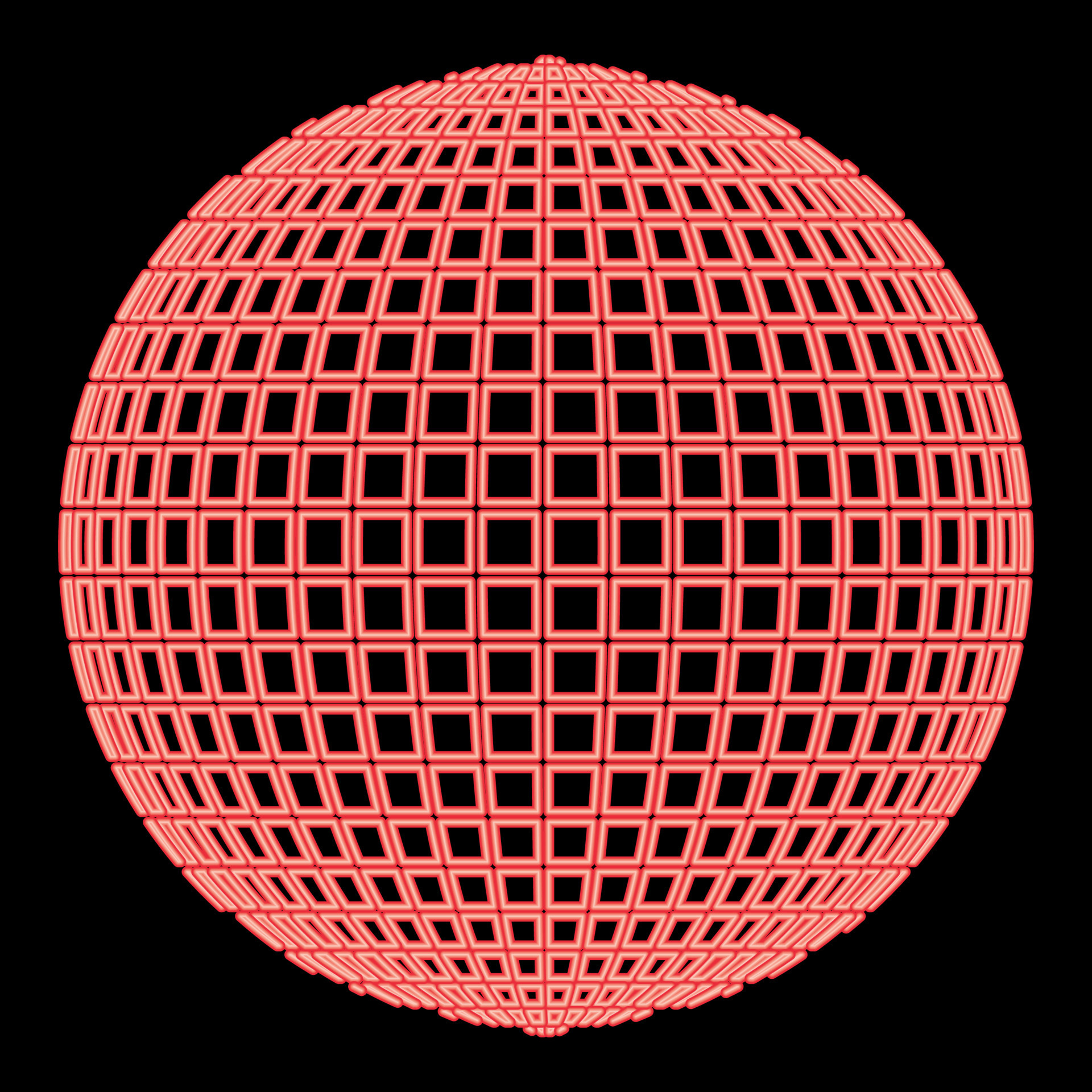 Neon Disco Ball Disco Party Concept Ball World Concept Web Idea Red Color Vector Illustration