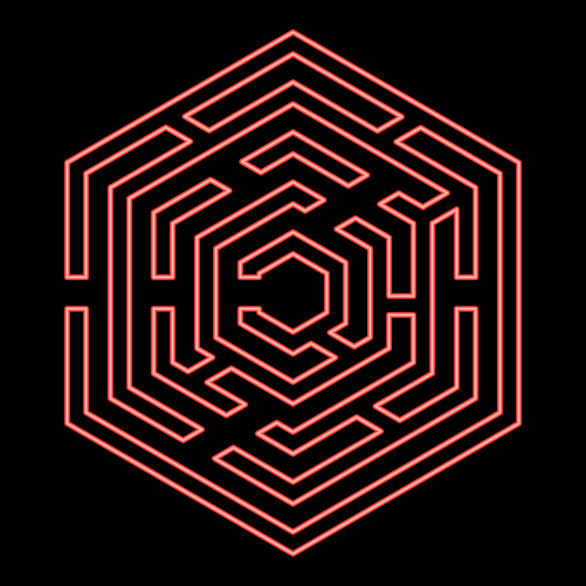 Neon hexagonal Maze Hexagon maze Labyrinth with six corner red color vector illustration image ...