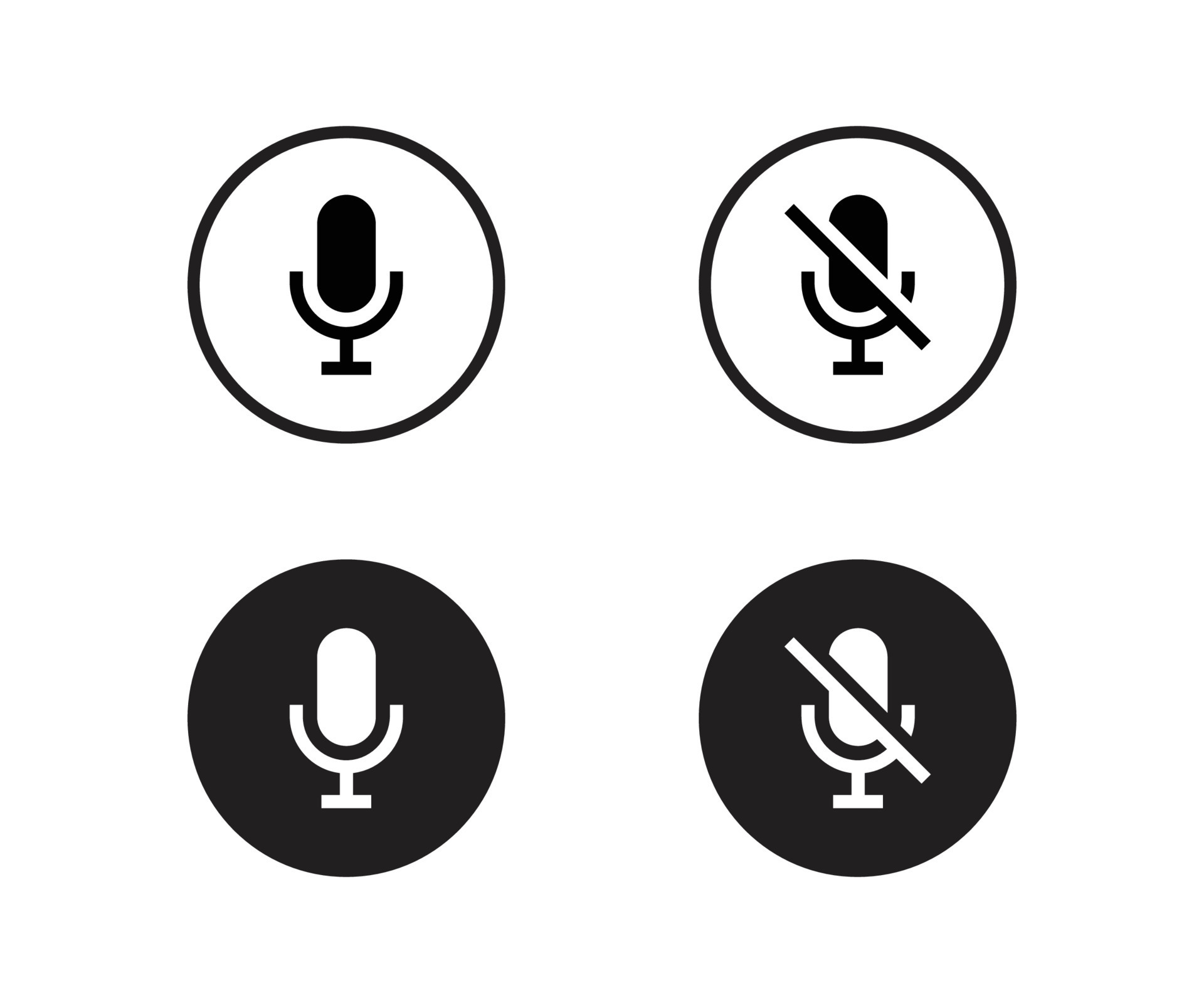 Microphone On And Crossed Out Icon Record Microphone Vector Icon Set