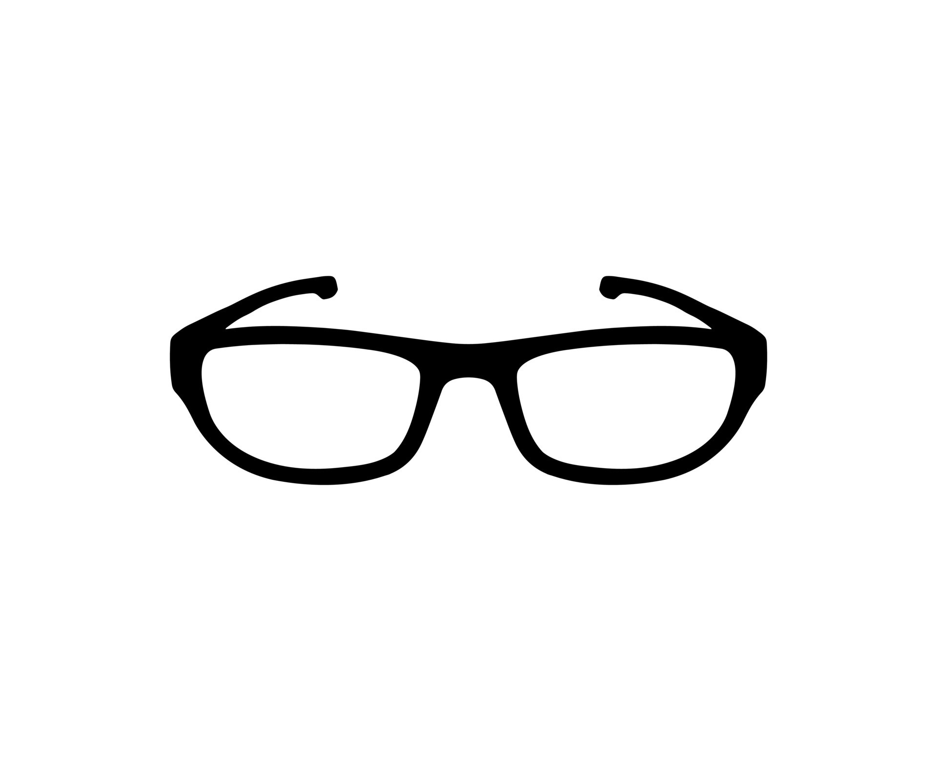 Stylish Black Frame Glasses Isolated On White Background Single Silhouette Glasses Vector