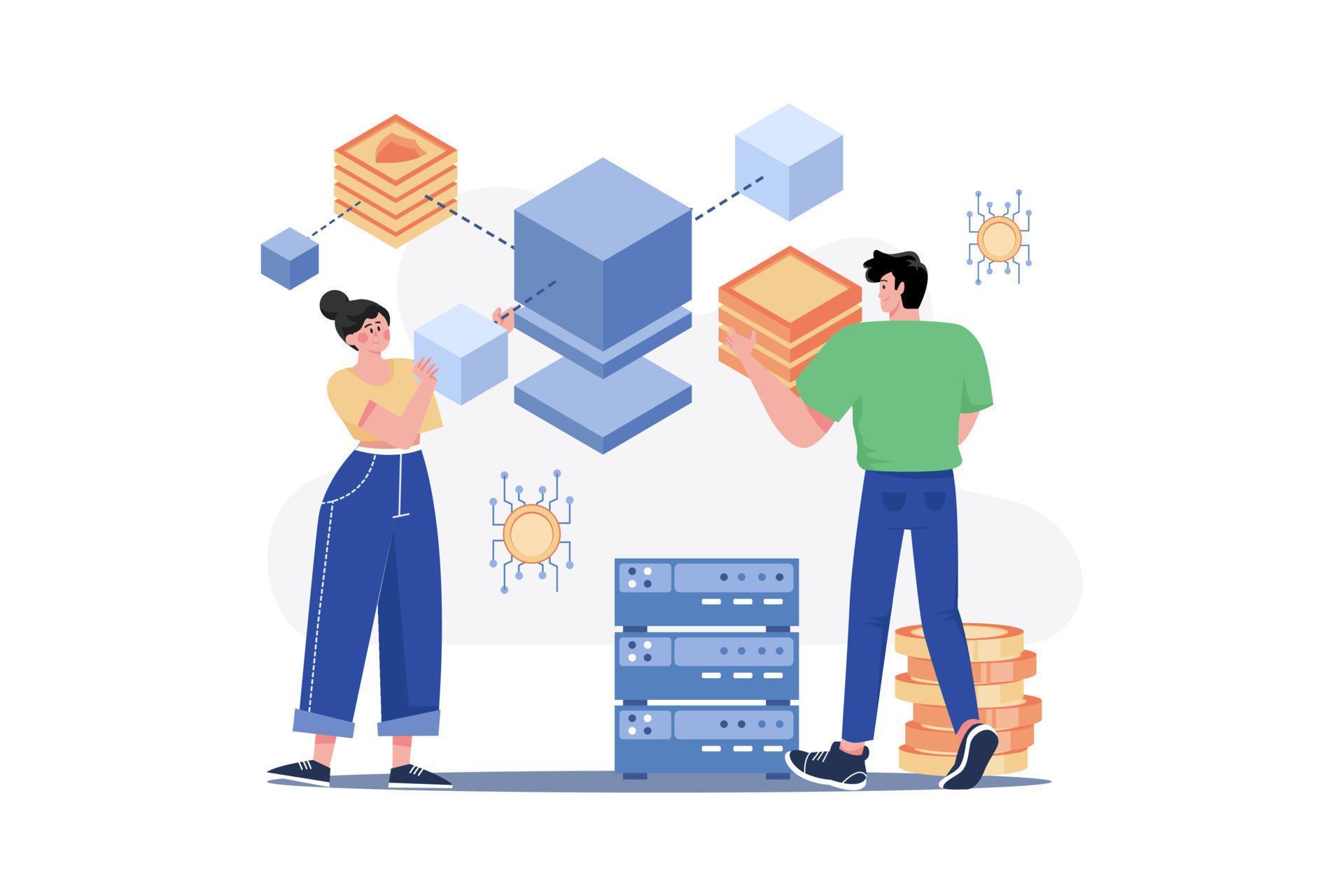 Connecting Blocks In Blockchain Technology 15842316 Vector Art at Vecteezy