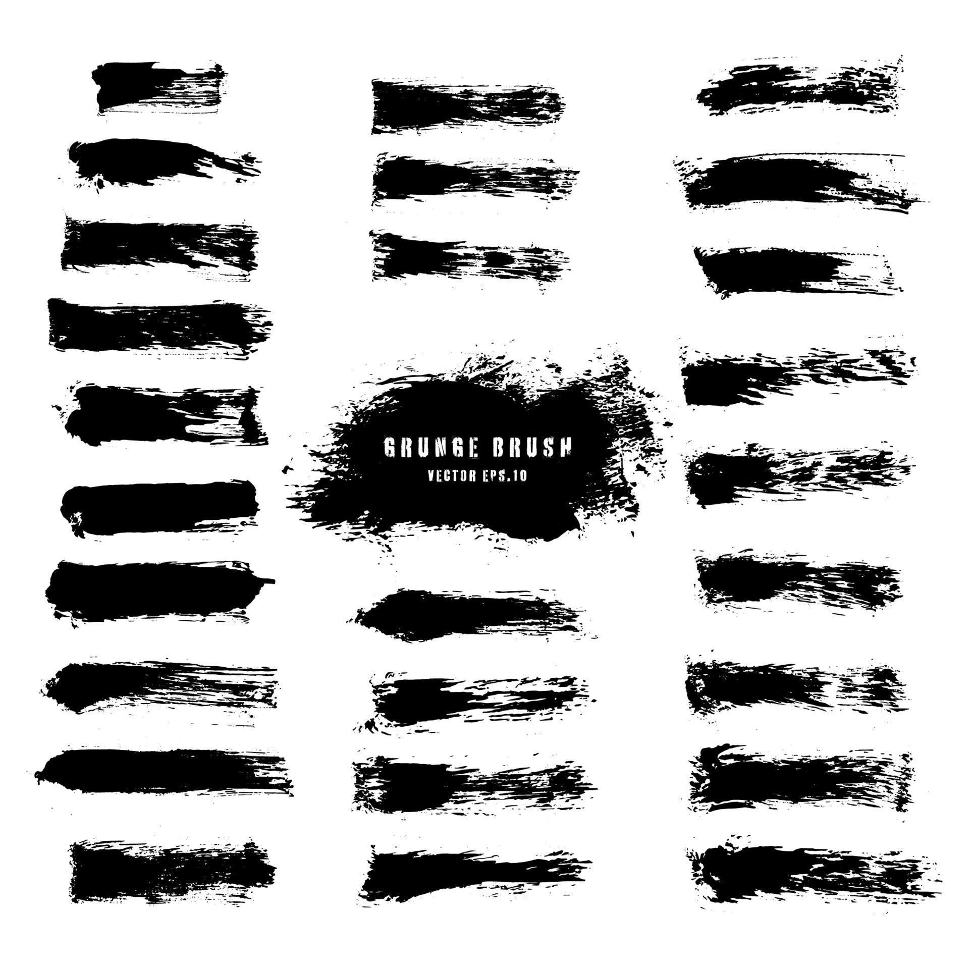 Vector set black brush stroke. Paint brush set. Grunge design elements ...