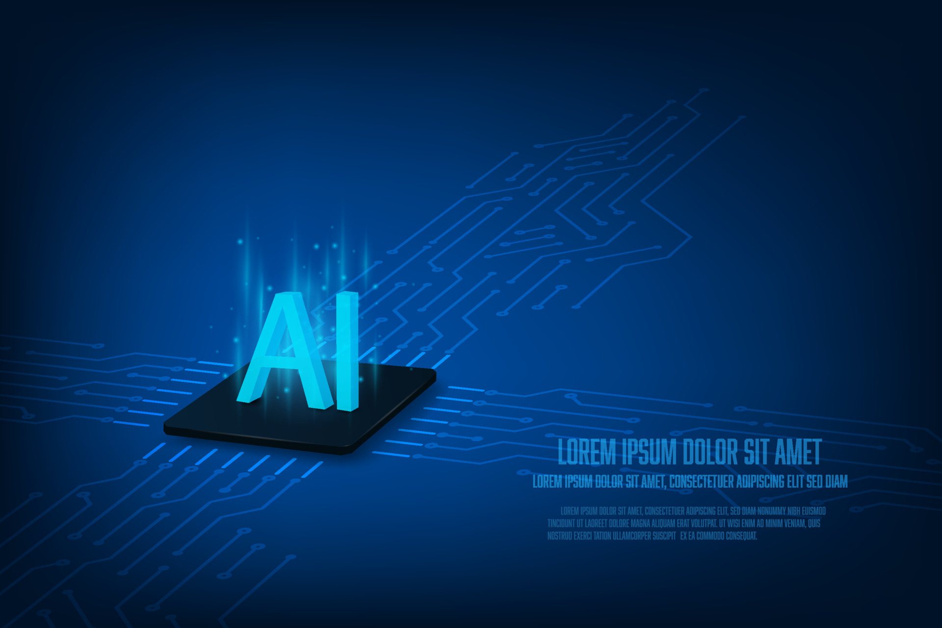 Vector Artificial Intelligence text effect with cpu microchip digital ...