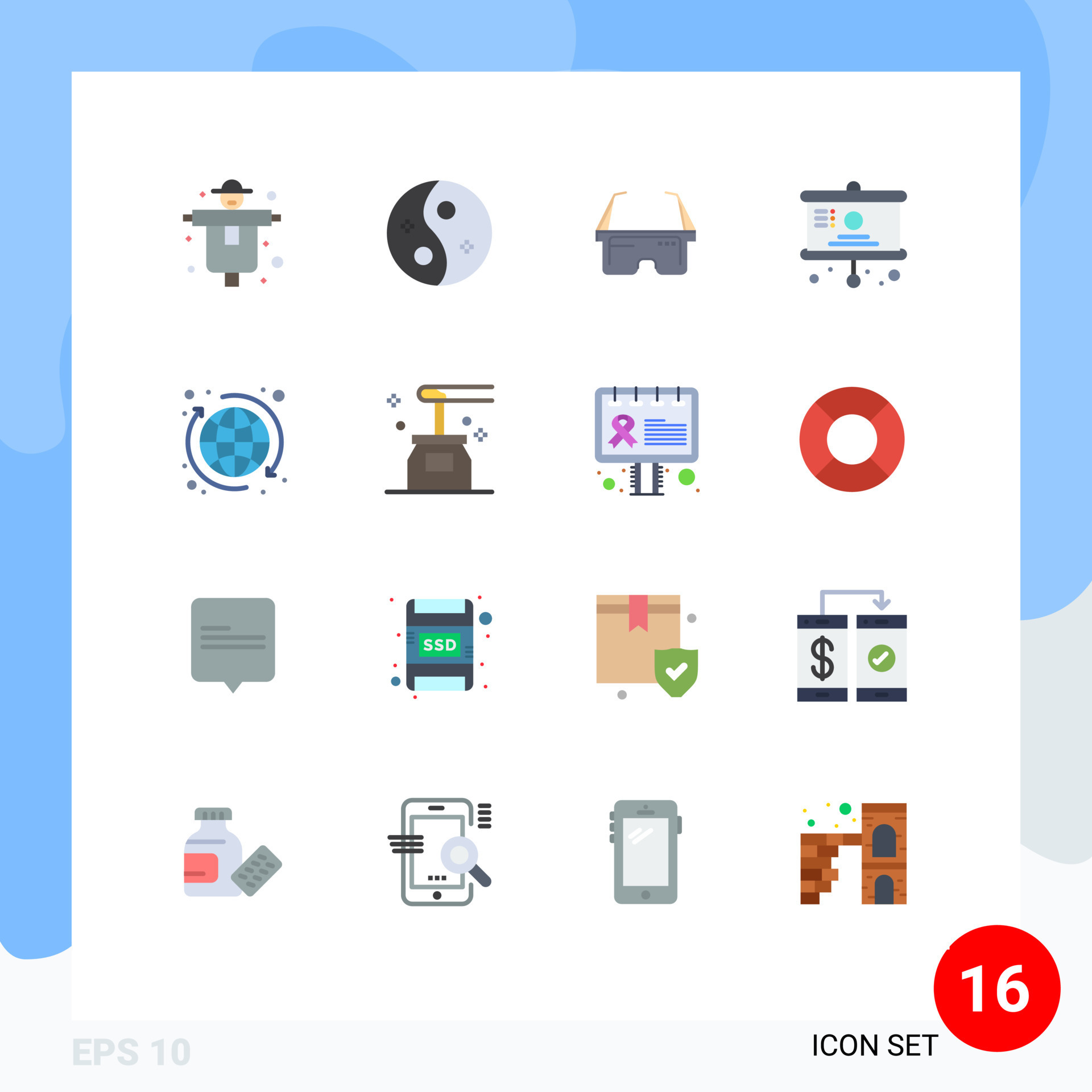Stock Vector Icon Pack Of 16 Line Signs And Symbols For Global School