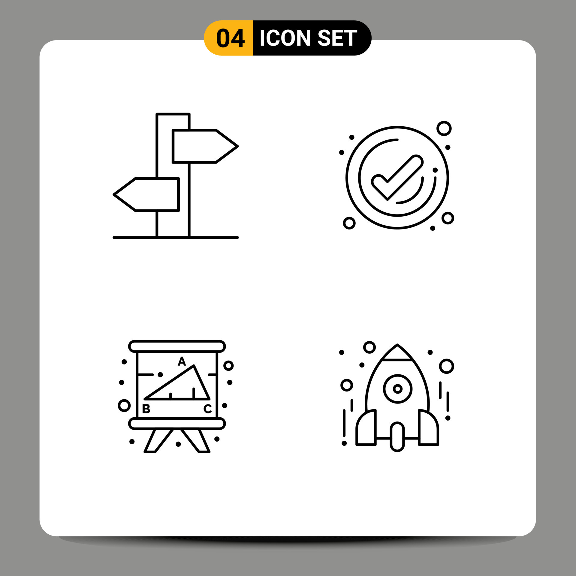 Set of 4 Commercial Filledline Flat Colors pack for direction chalkboard signpost tick study ...