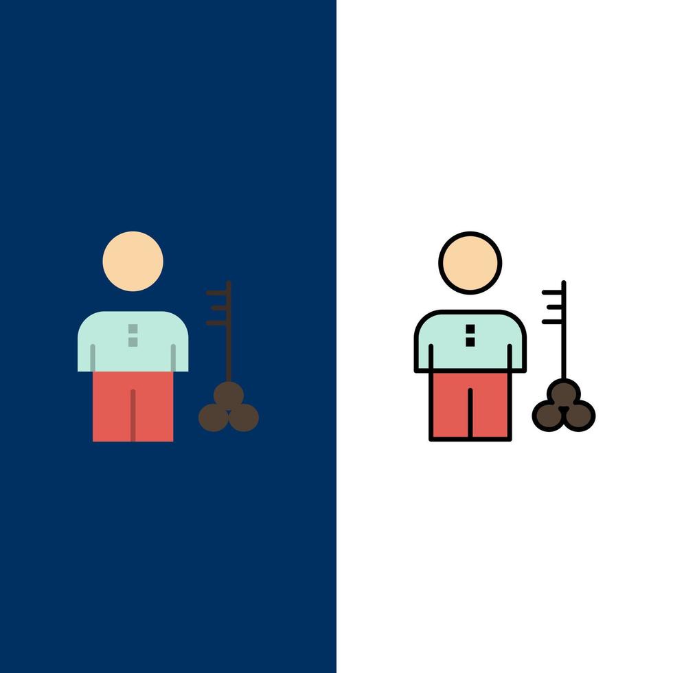 Solution Key Lock Man Person Provider Security Icons Flat And Line Filled Icon Set Vector Blue 6154