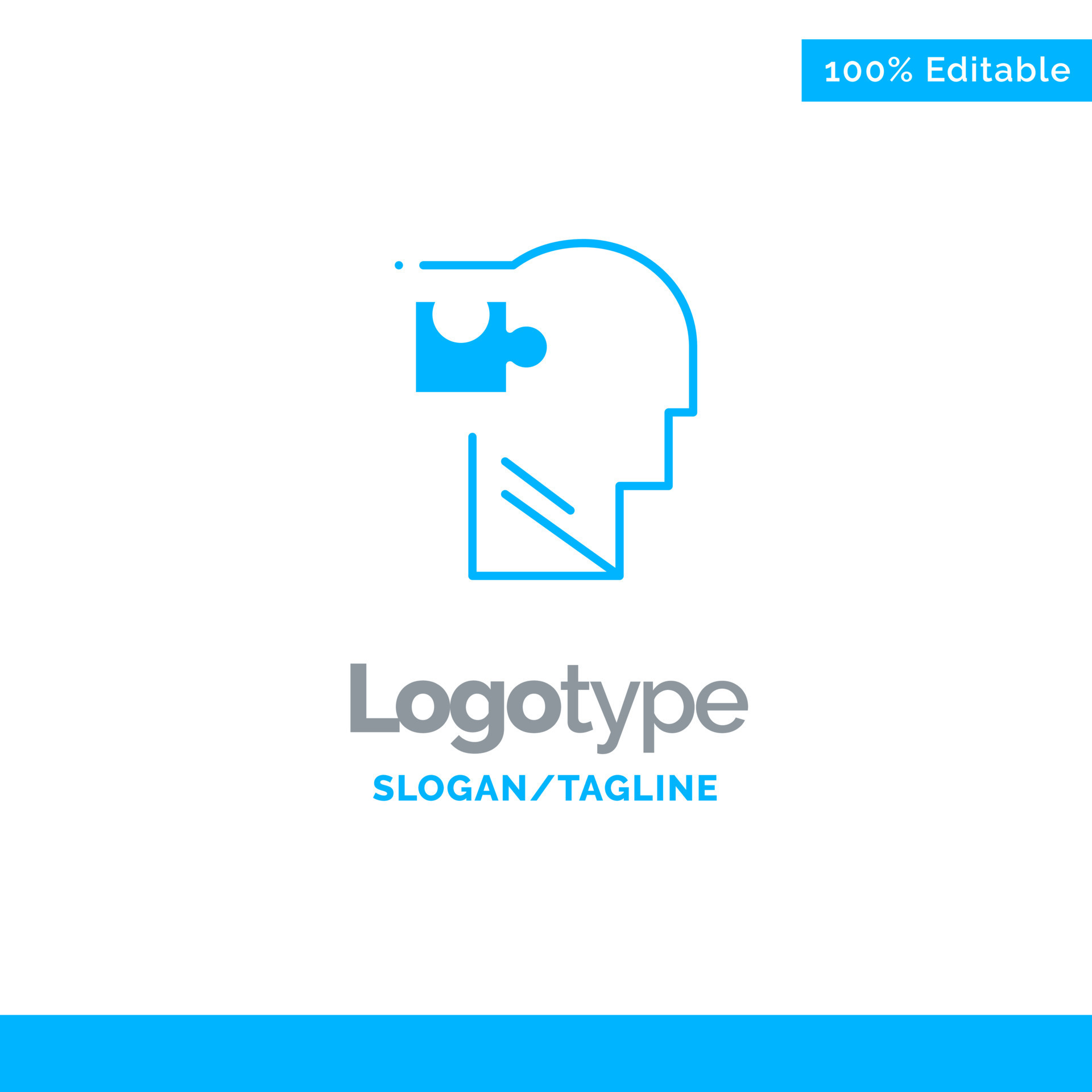 Human Logical Mind Puzzle Solution Blue Solid Logo Template Place For human-logical-mind-puzzle-solution-blue-solid-logo-template-place-for