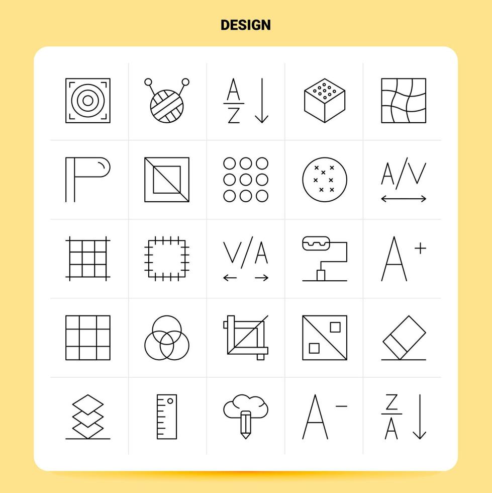 Outline 25 Design Icon Set Vector Line Style Design Black Icons Set Linear Pictogram Pack Web