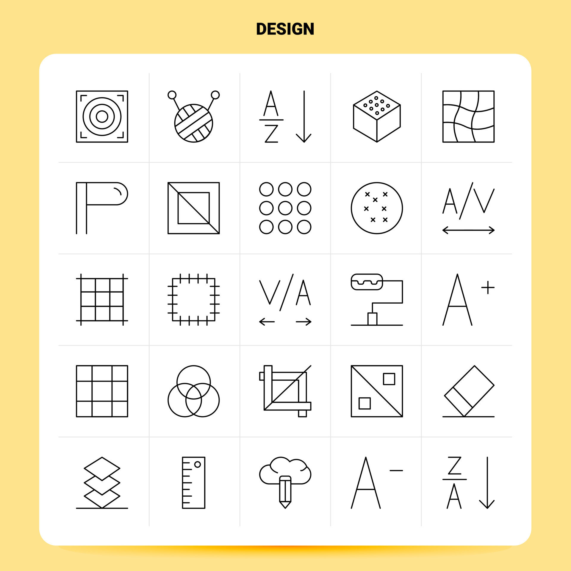 Outline 25 Design Icon Set Vector Line Style Design Black Icons Set