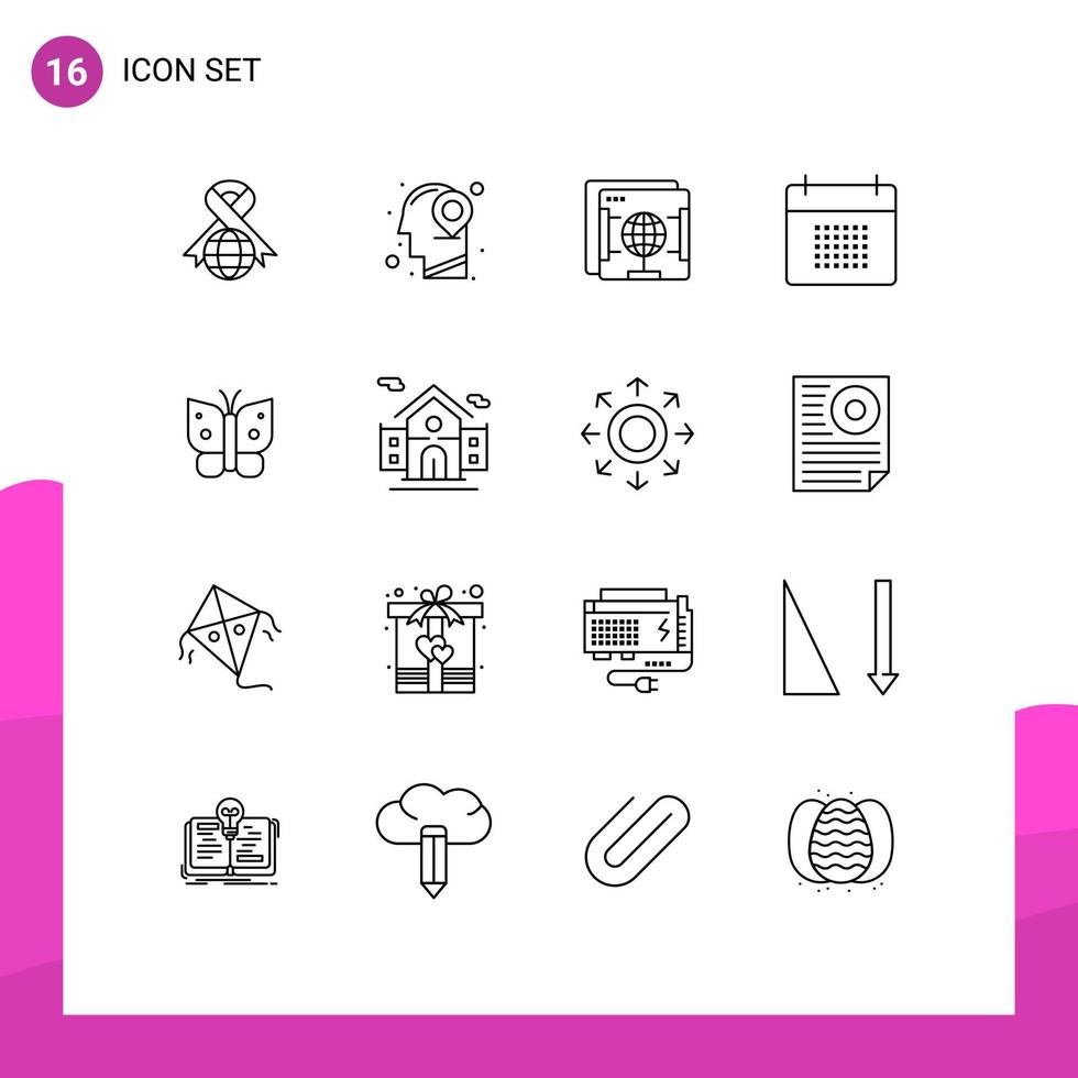 16 Universal Outlines Set For Web And Mobile Applications Butterfly