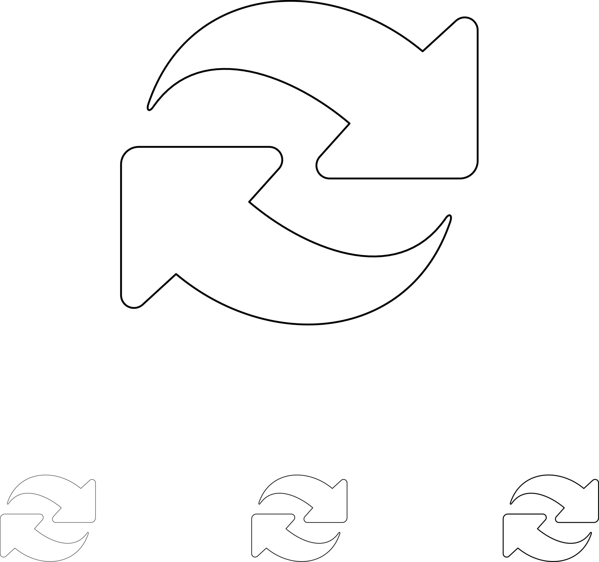 Refresh Reload Rotate Repeat Bold And Thin Black Line Icon Set 15857638