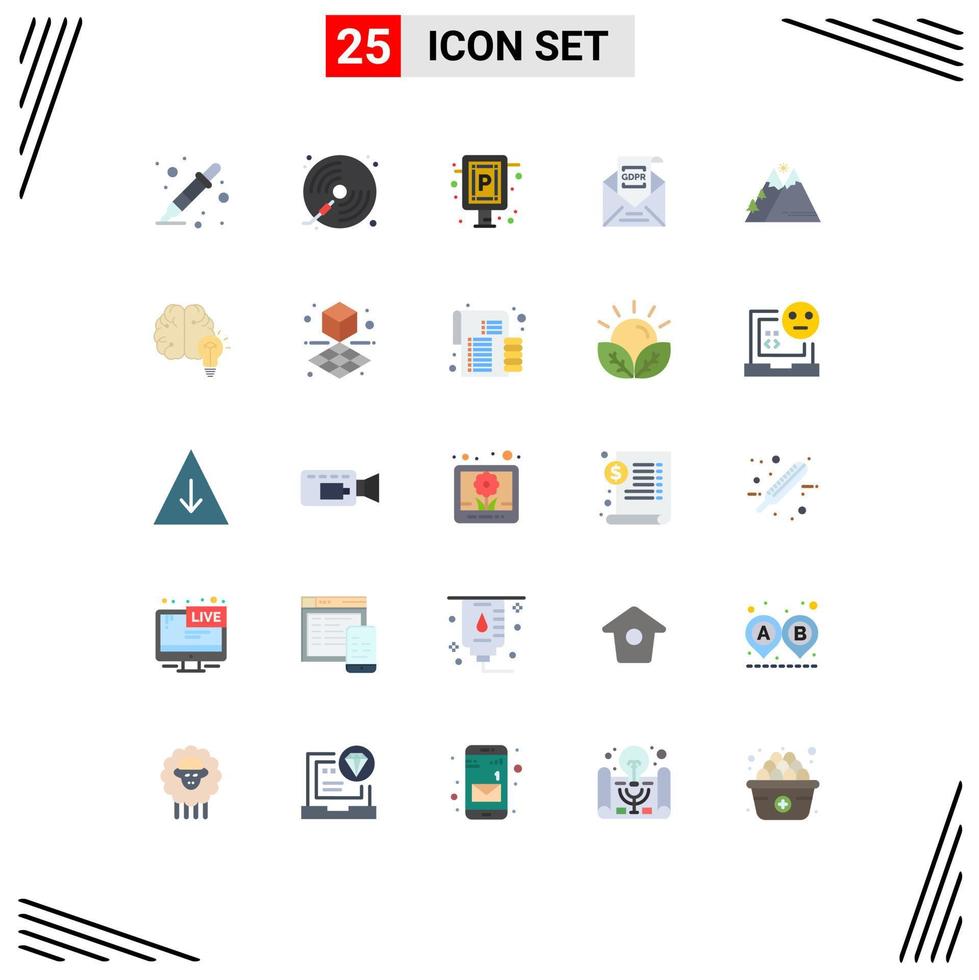 Mobile Interface Flat Color Set Of 25 Pictograms Of Mail European Play Email Board Editable