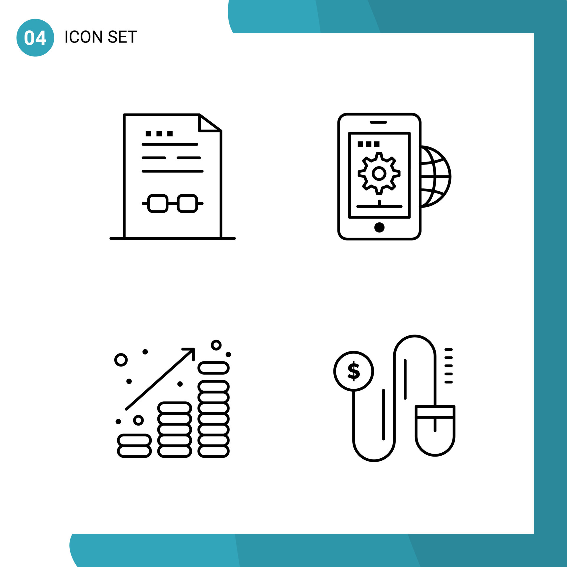 Vector Pack Of 4 Outline Symbols Line Style Icon Set On White Background For Web And Mobile