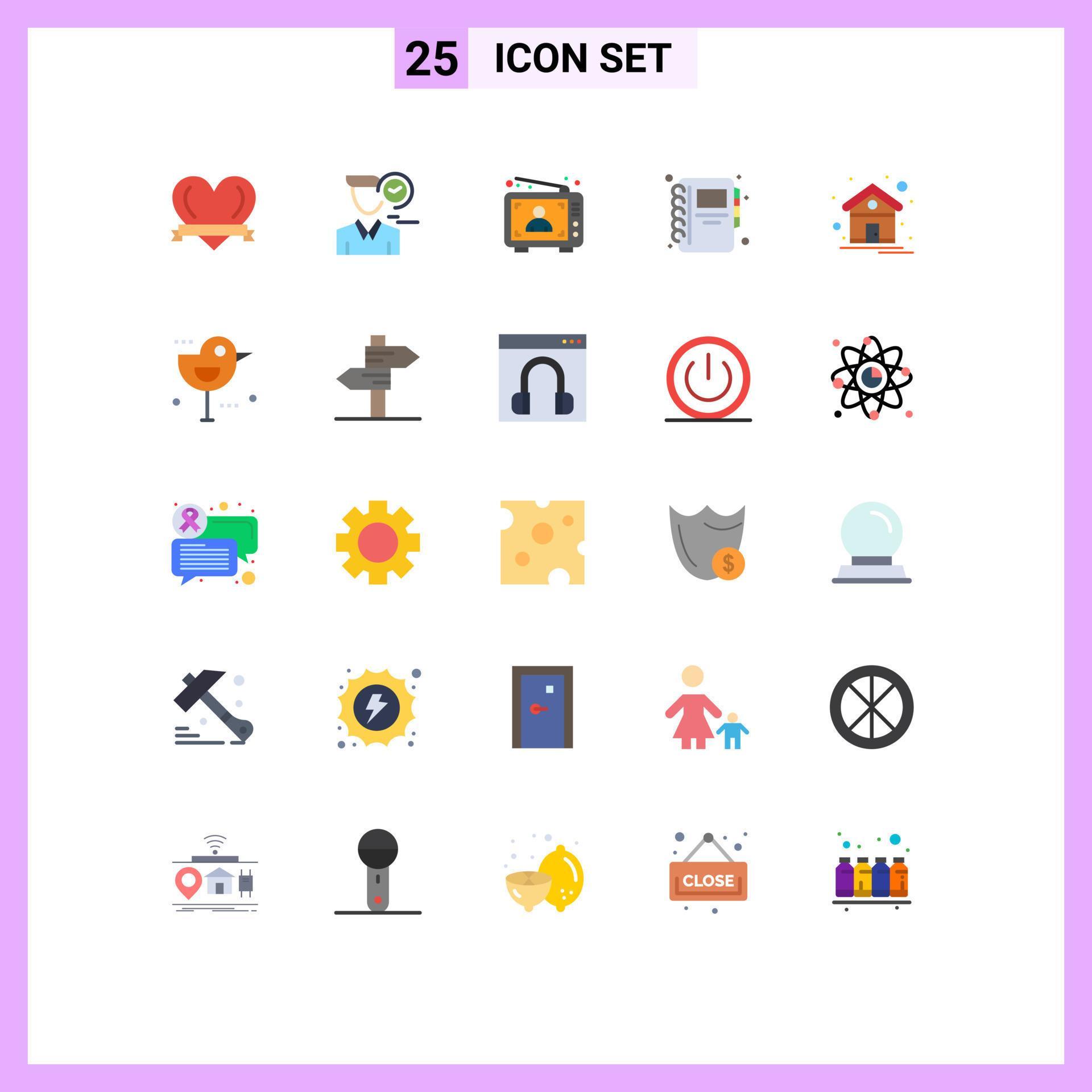 Set Of 25 Modern Ui Icons Symbols Signs For Home Notepad Ad Notebook Marketing Editable Vector