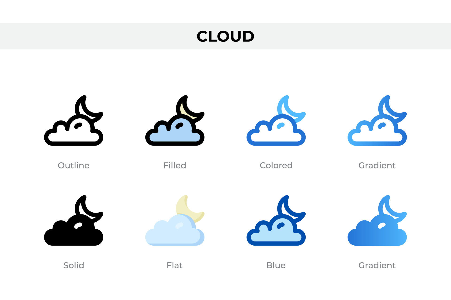 Cloud icons in different style. Cloud icons set. Holiday symbol ...
