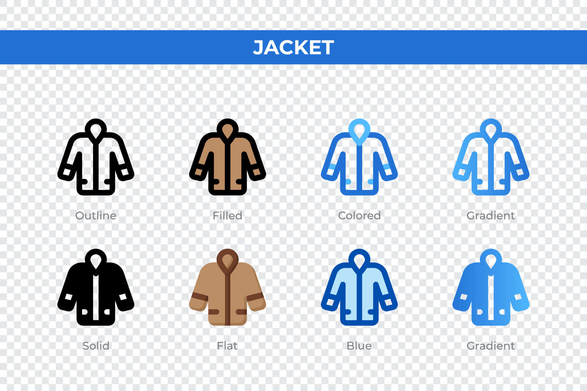 Jacket icons in different style. Jacket icons set. Holiday symbol ... Jacket icons in different style. Jacket icons set. Holiday symbol ...