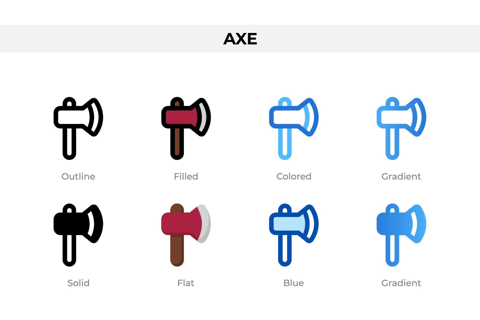 Axe icons in different style. Axe icons set. Holiday symbol. Different style icons set. Vector ...