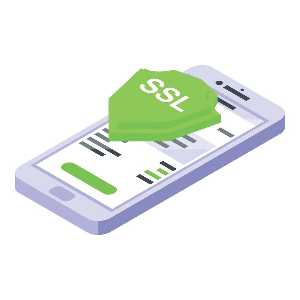 Smartphone Ssl Certificate Icon Isometric Style 15872745 Vector Art At