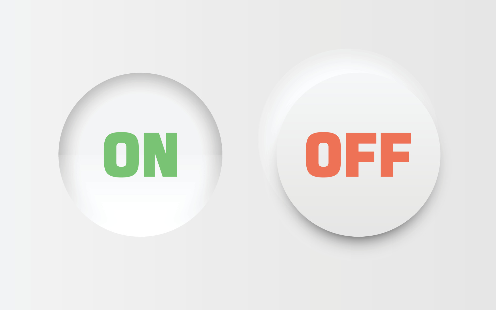 On and off buttons in flat style. Toggle switch vector illustration on ...