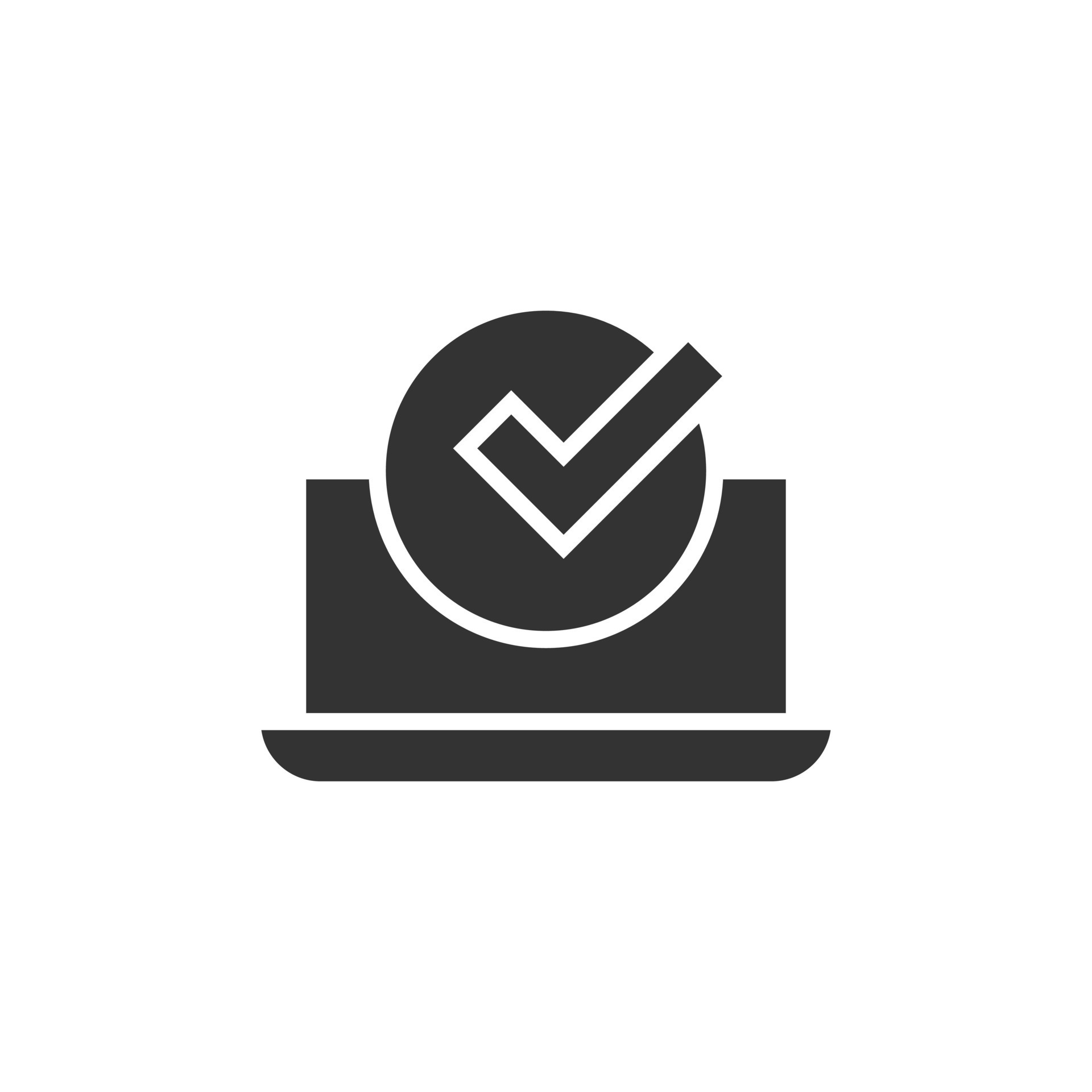 Laptop check mark icon in flat style. Computer approval vector ...