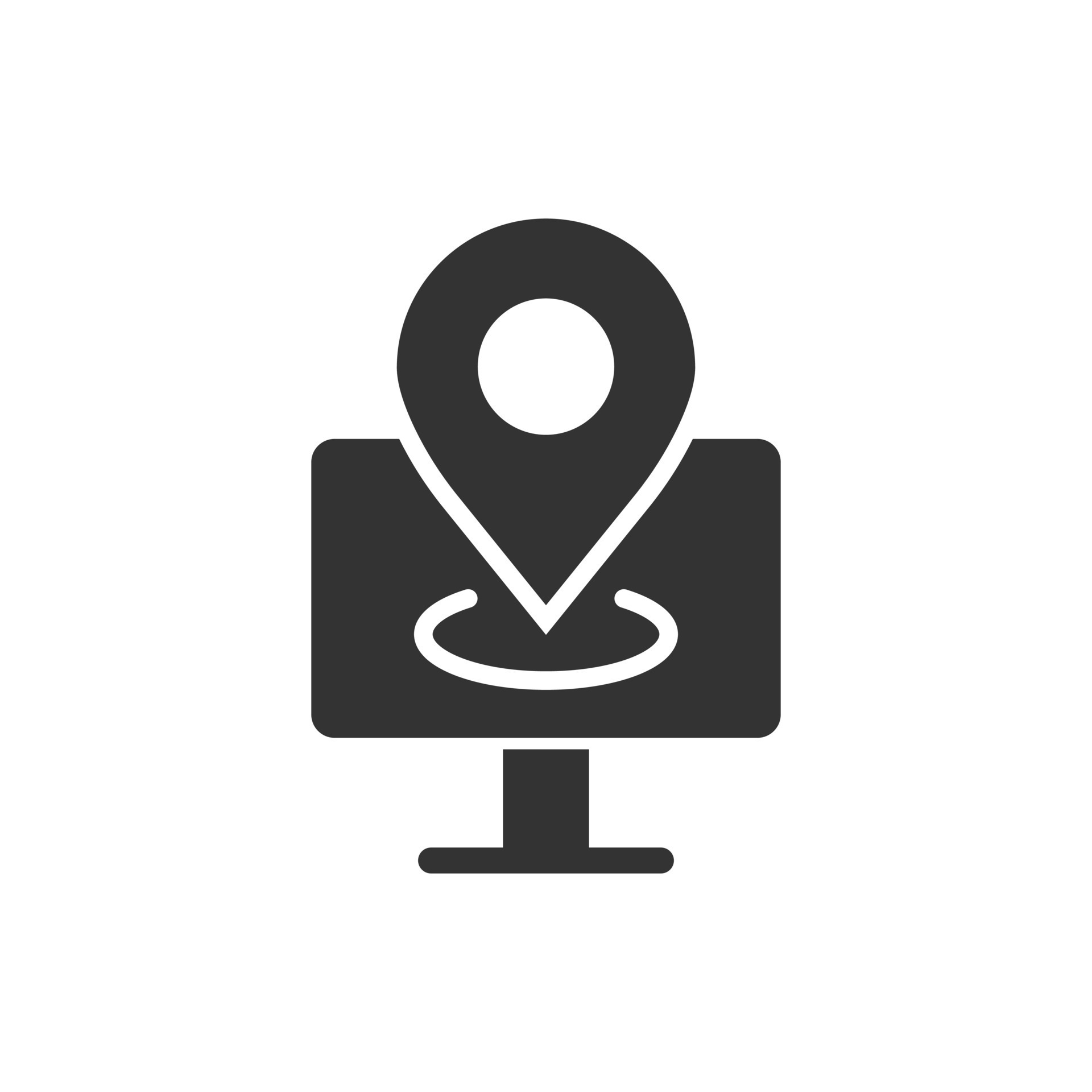 Computer navigation icon in flat style. Monitor pin gps vector illustration on white isolated ...