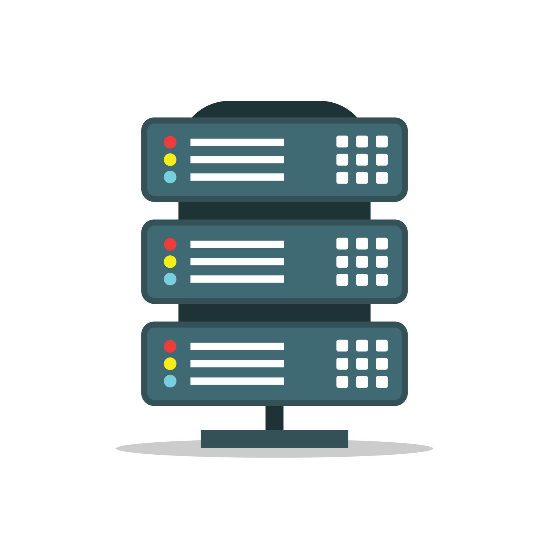 Data center icon in flat style. Computer datacenter vector illustration ...