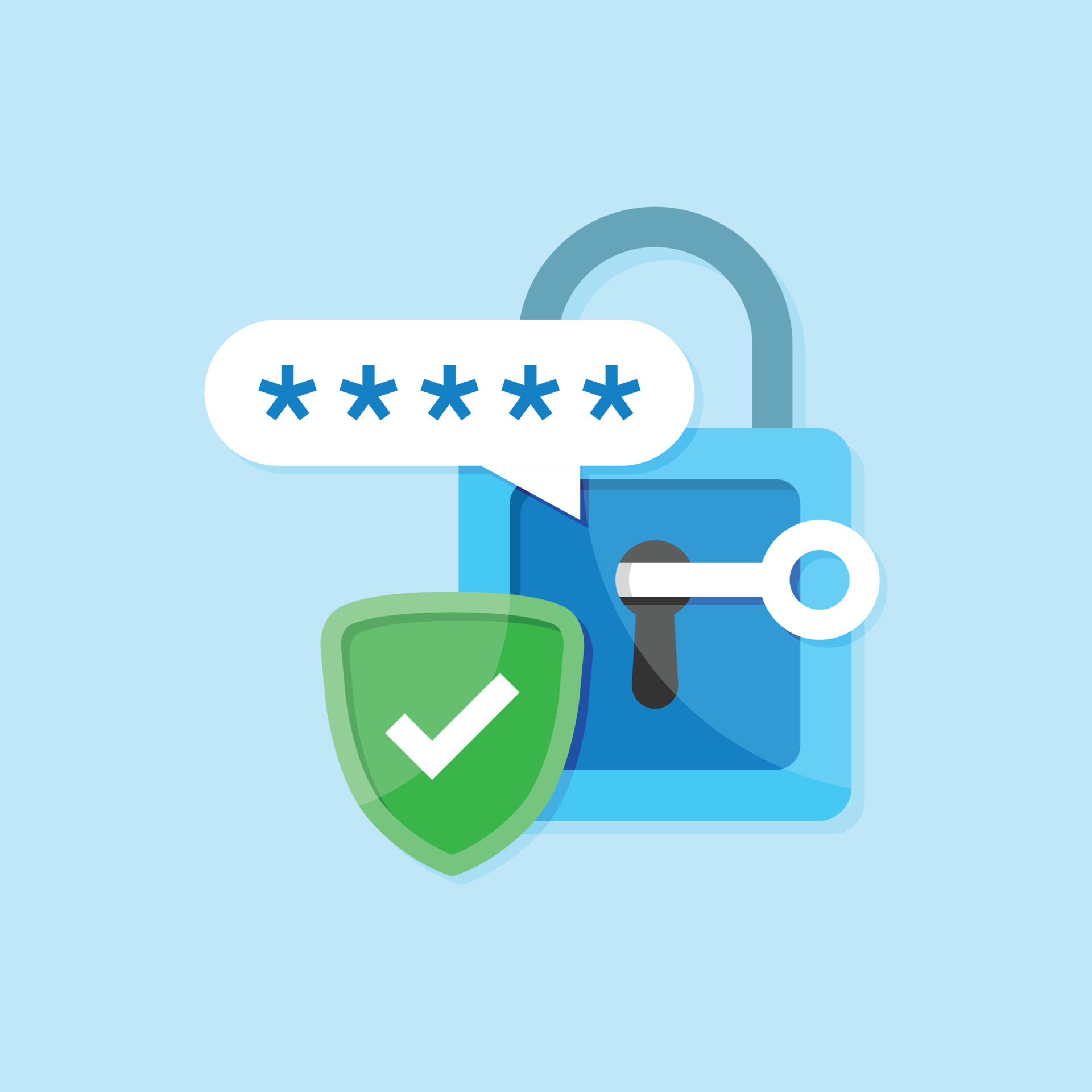 Password Protection Icon In Flat Style Authentication Vector