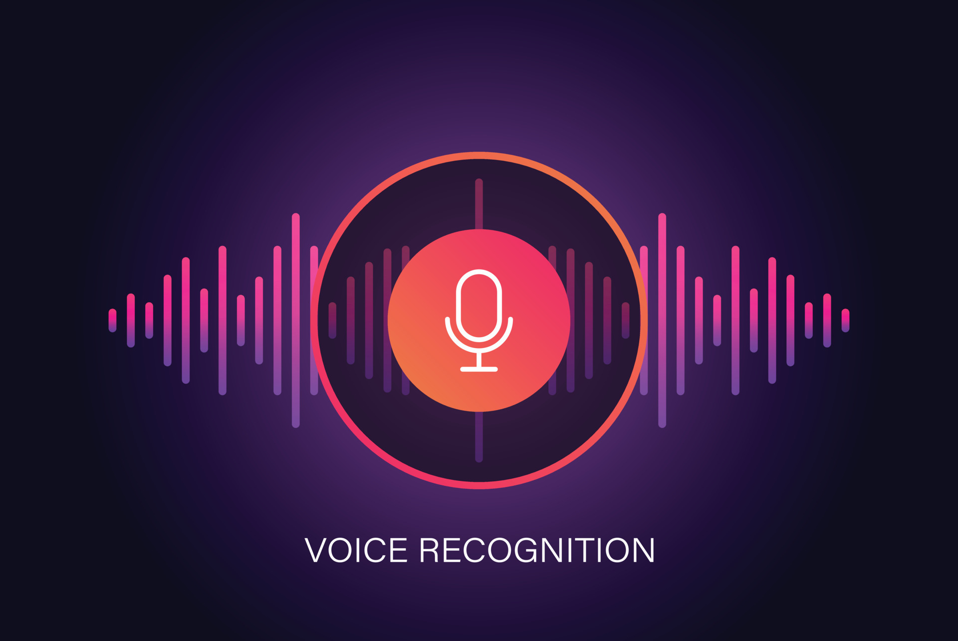Personal voice assistant icon in flat style. Audio soundwave vector ...