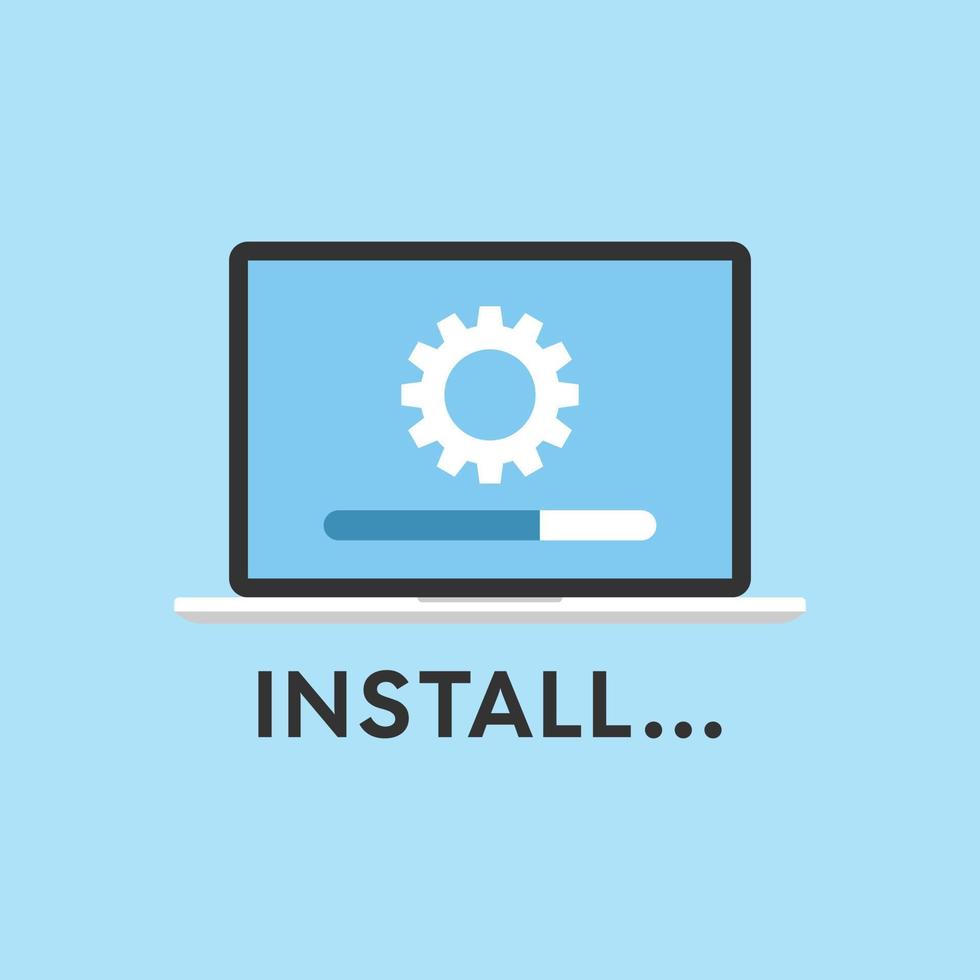 Install programm icon in flat style. Software upgrade vector ... Install programm icon in flat style. Software upgrade vector ...