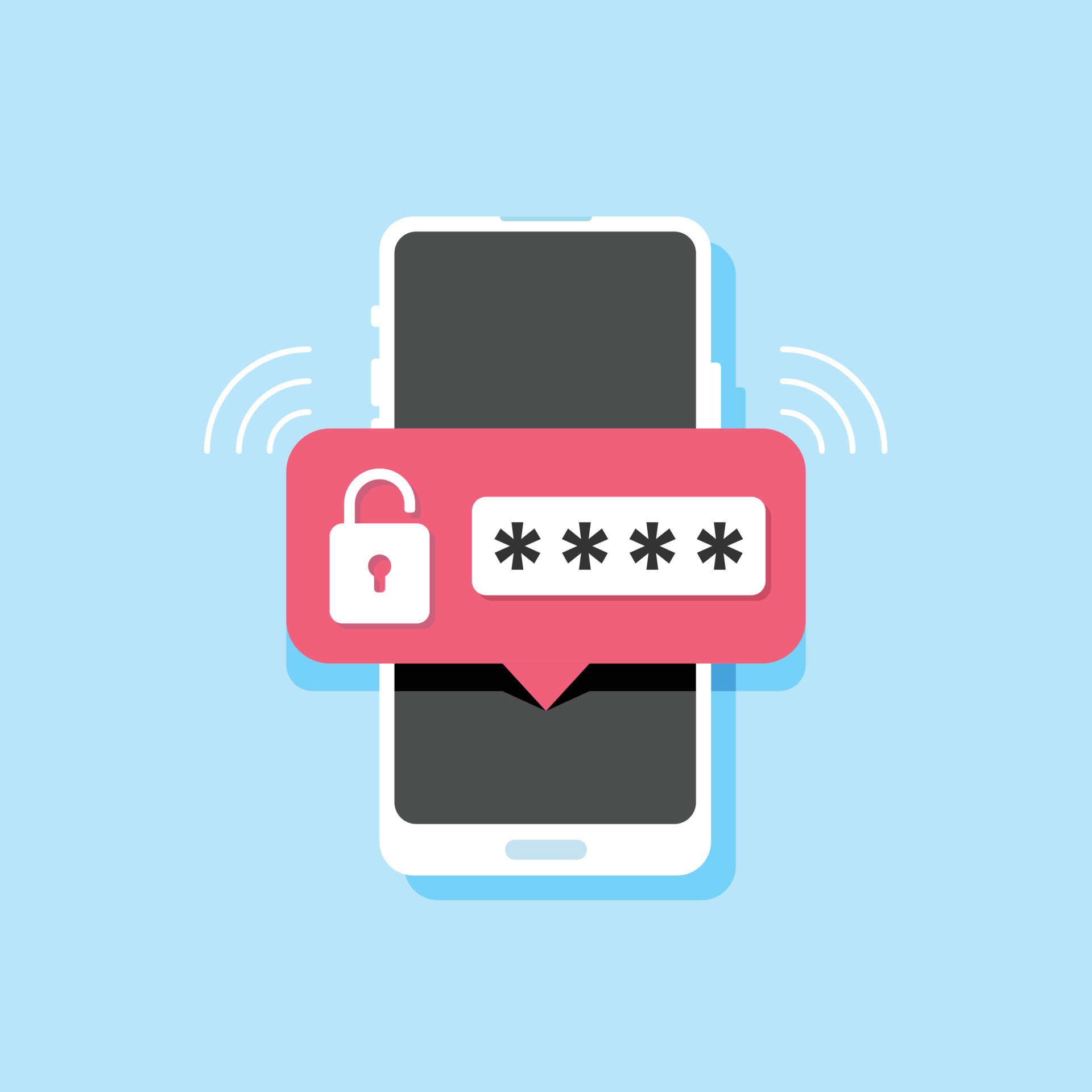 Password Protection Icon In Flat Style Authentication Vector