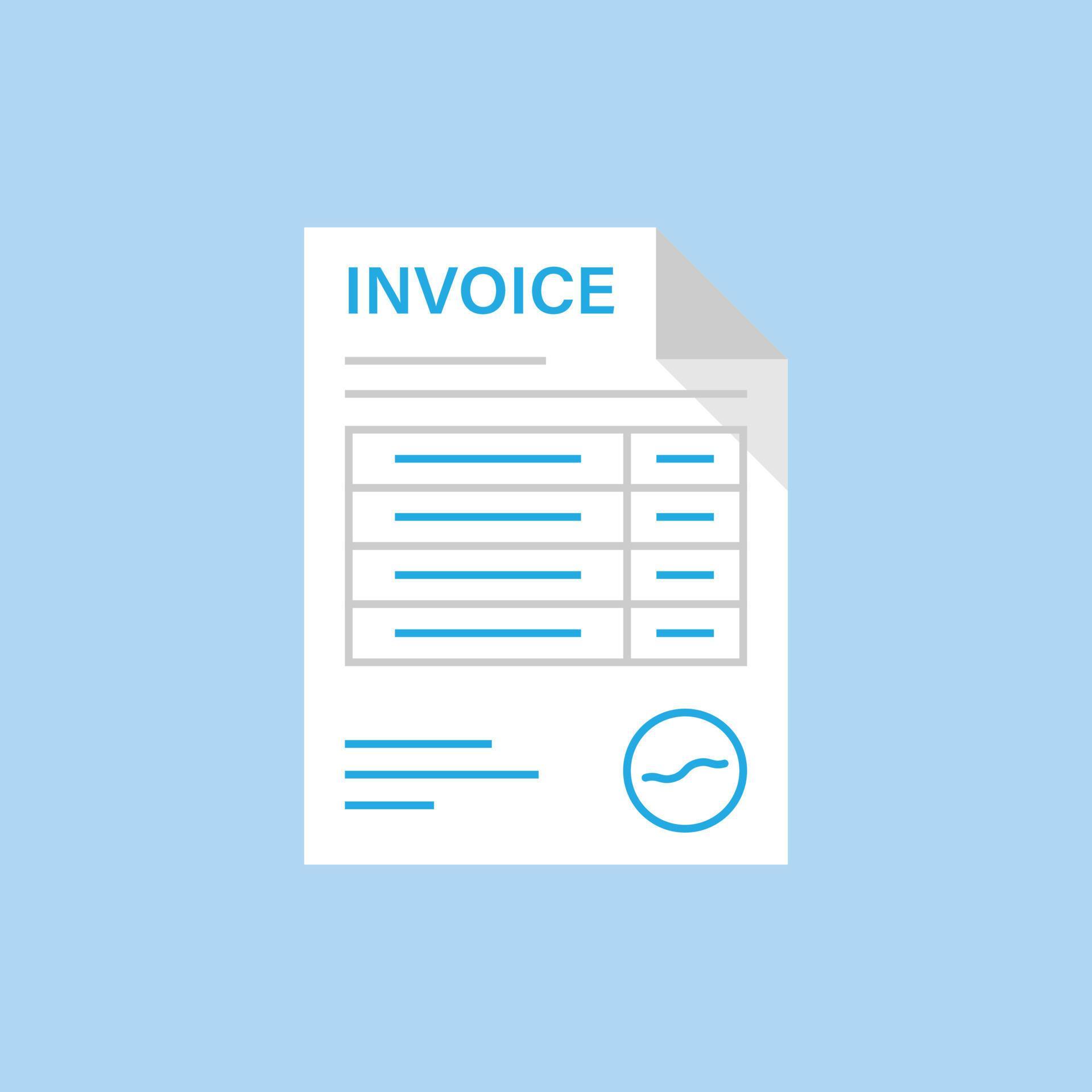 Invoice icon in flat style. Transaction document vector illustration on isolated background. Tax ...