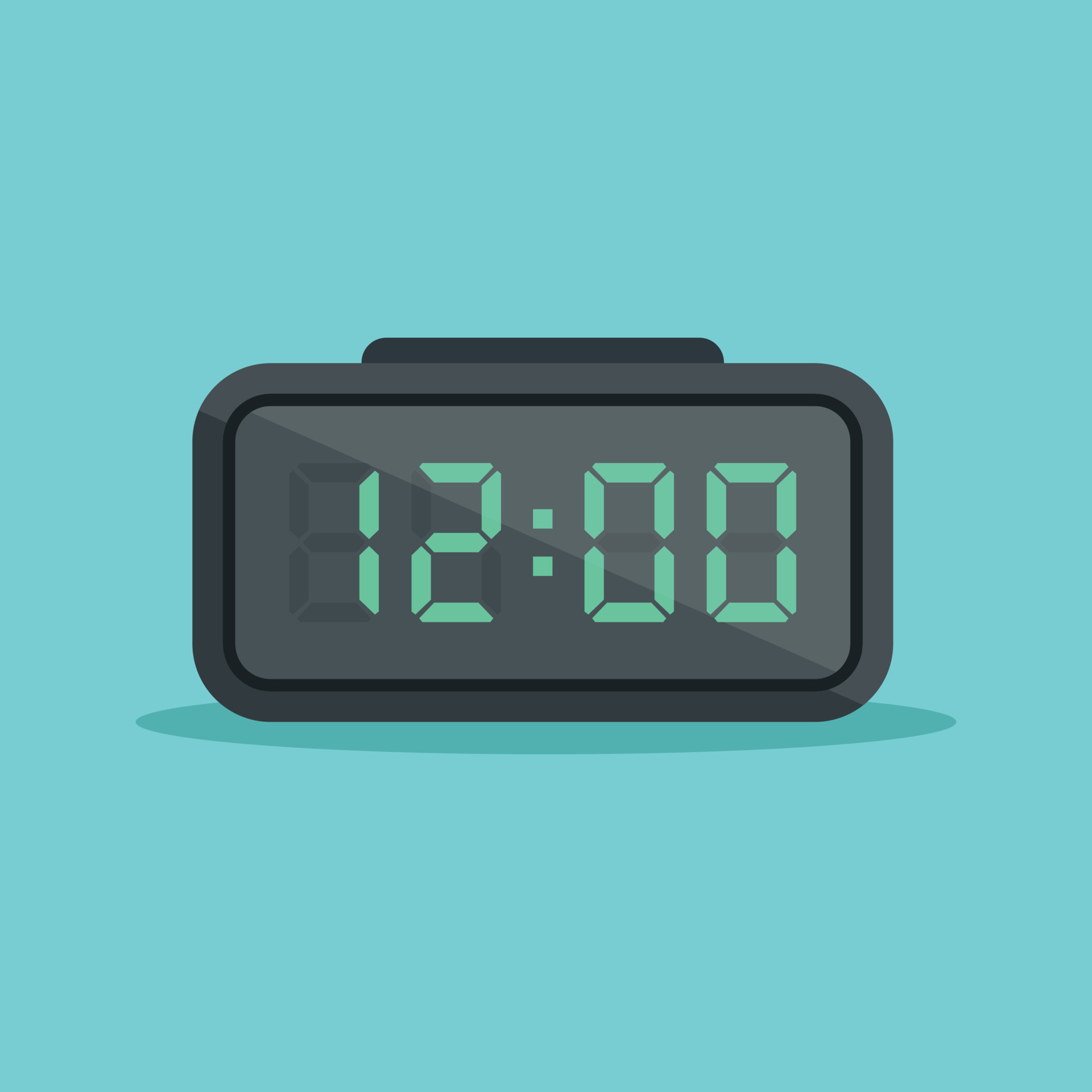 Digital Clock Number Icon Illustration In Flat Style Lcd Watch Vector