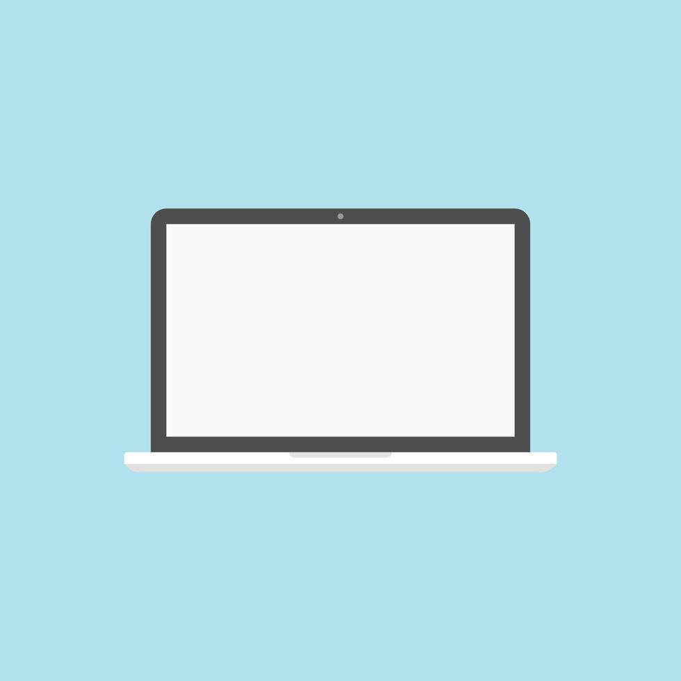 Laptop With Blank Screen Icon In Flat Style Computer Display Vector