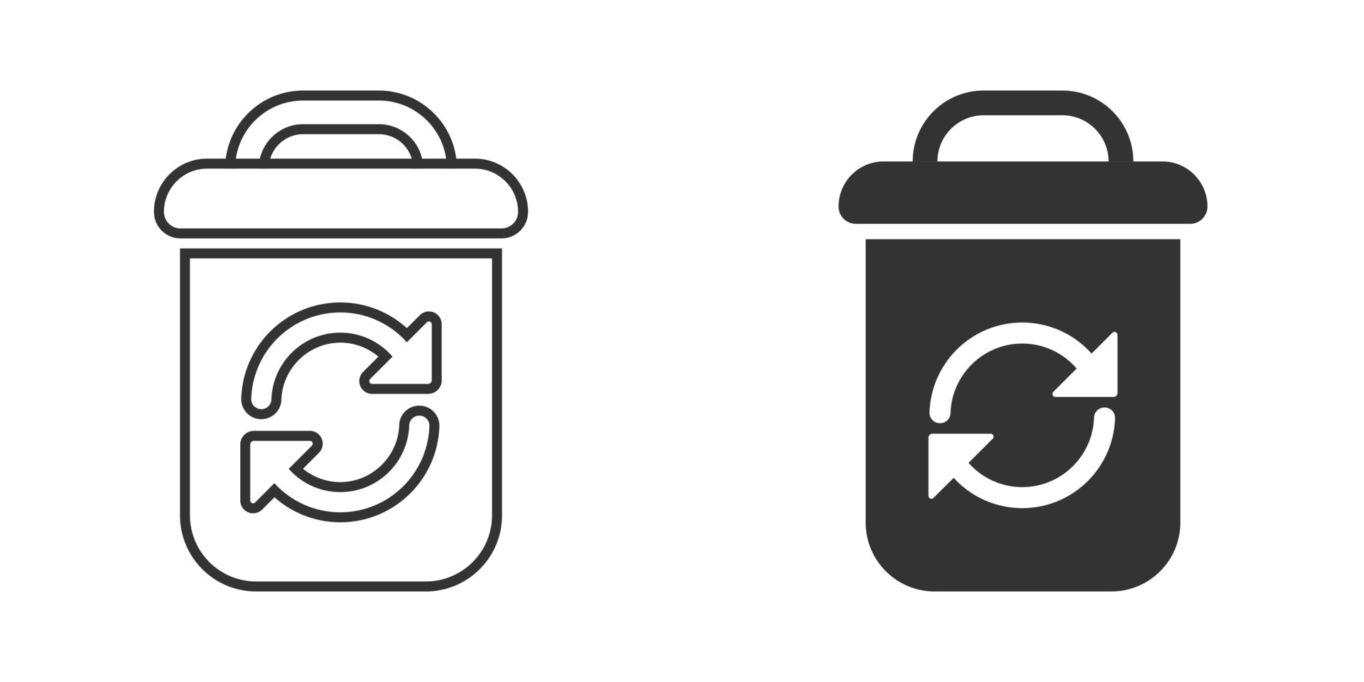 Garbage Bin Icon In Flat Style Recycle Vector Illustration On White