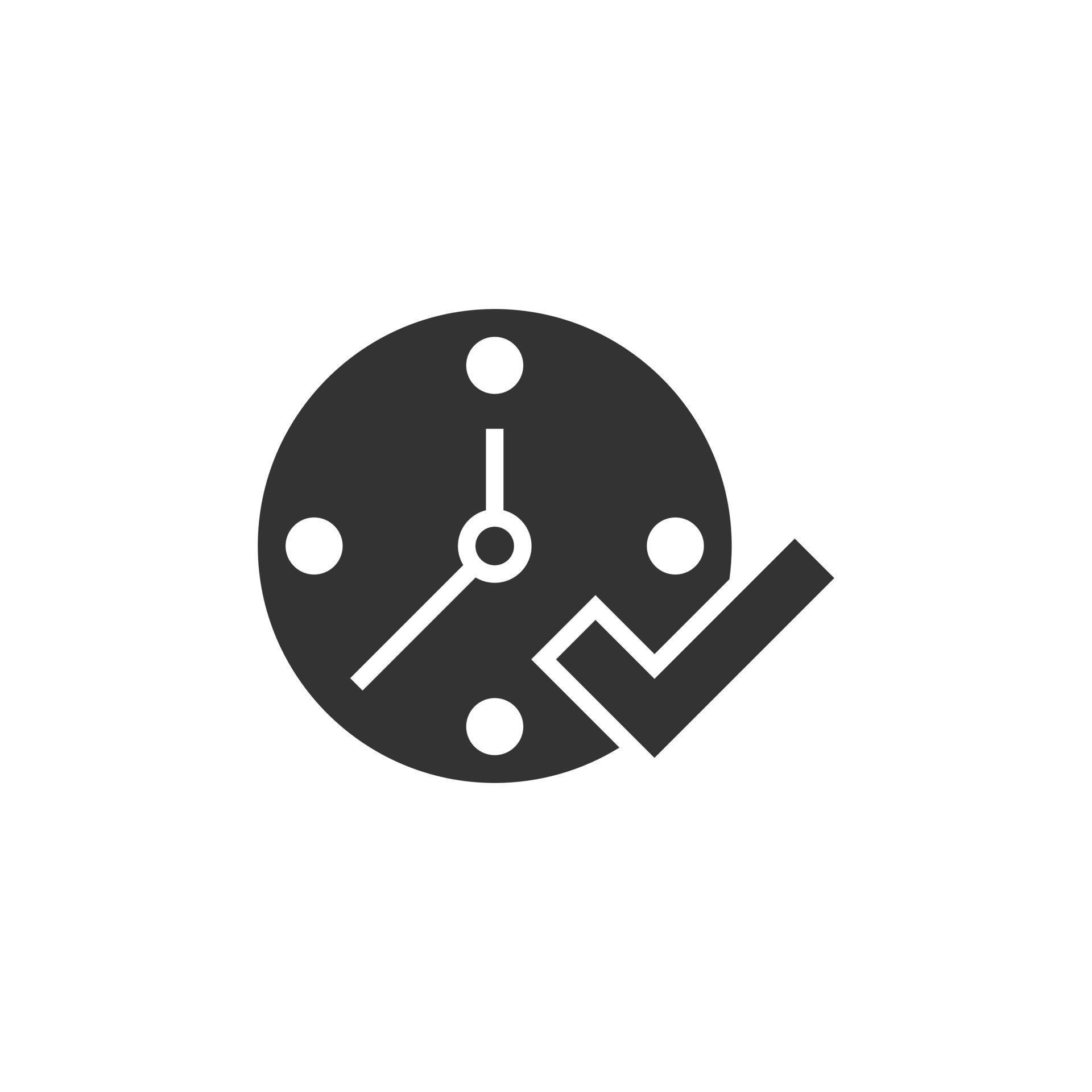 Clock Check Mark Icon In Flat Style Timer Approval Vector Illustration