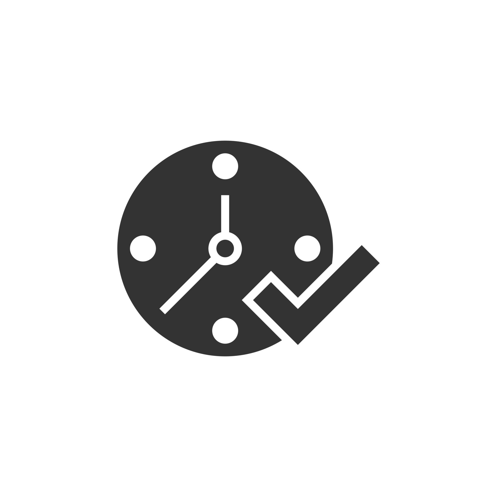 Clock Check Mark Icon In Flat Style Timer Approval Vector Illustration