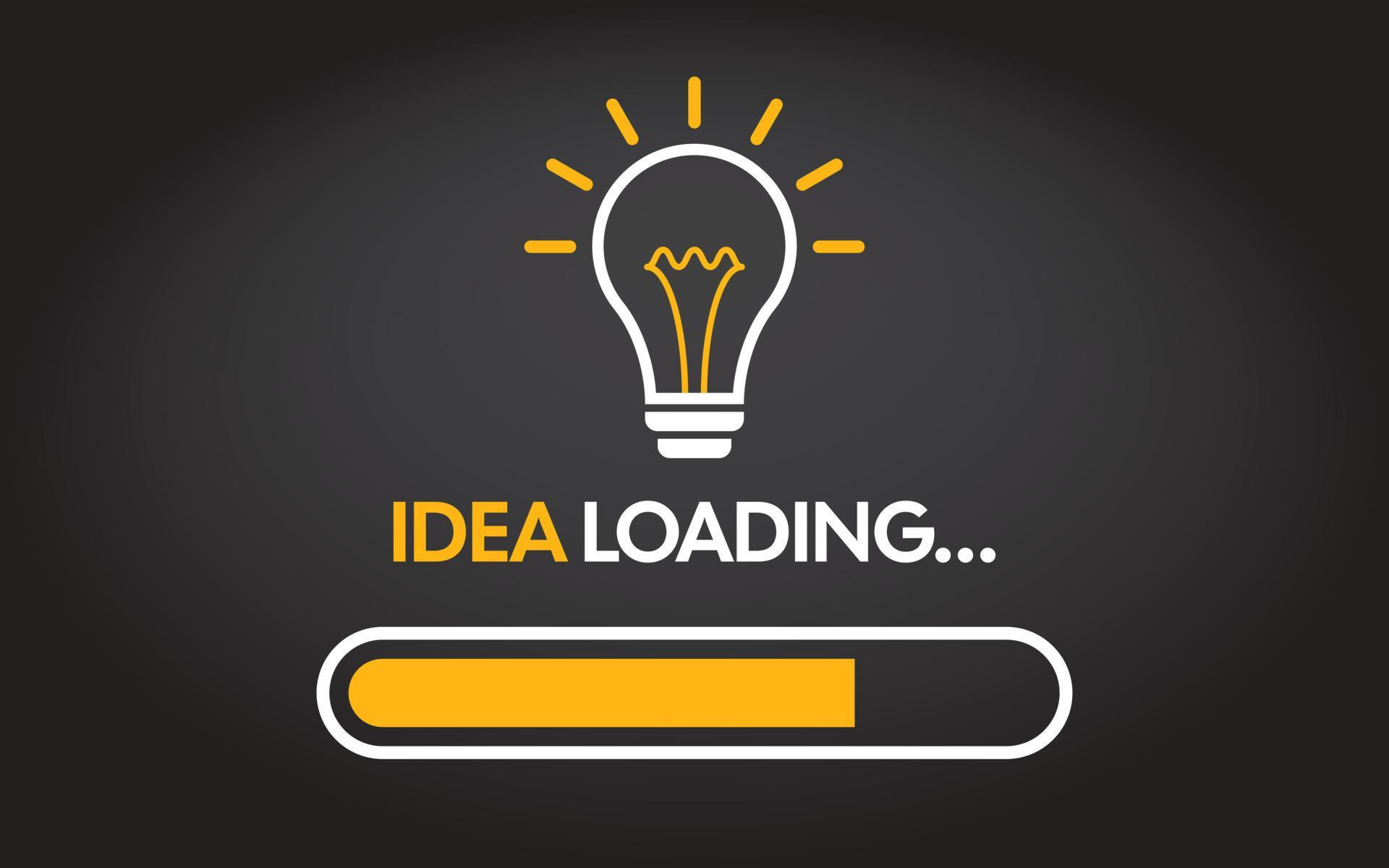 Idea loading in flat style. Light bulb vector illustration on isolated background. Loading bar ...