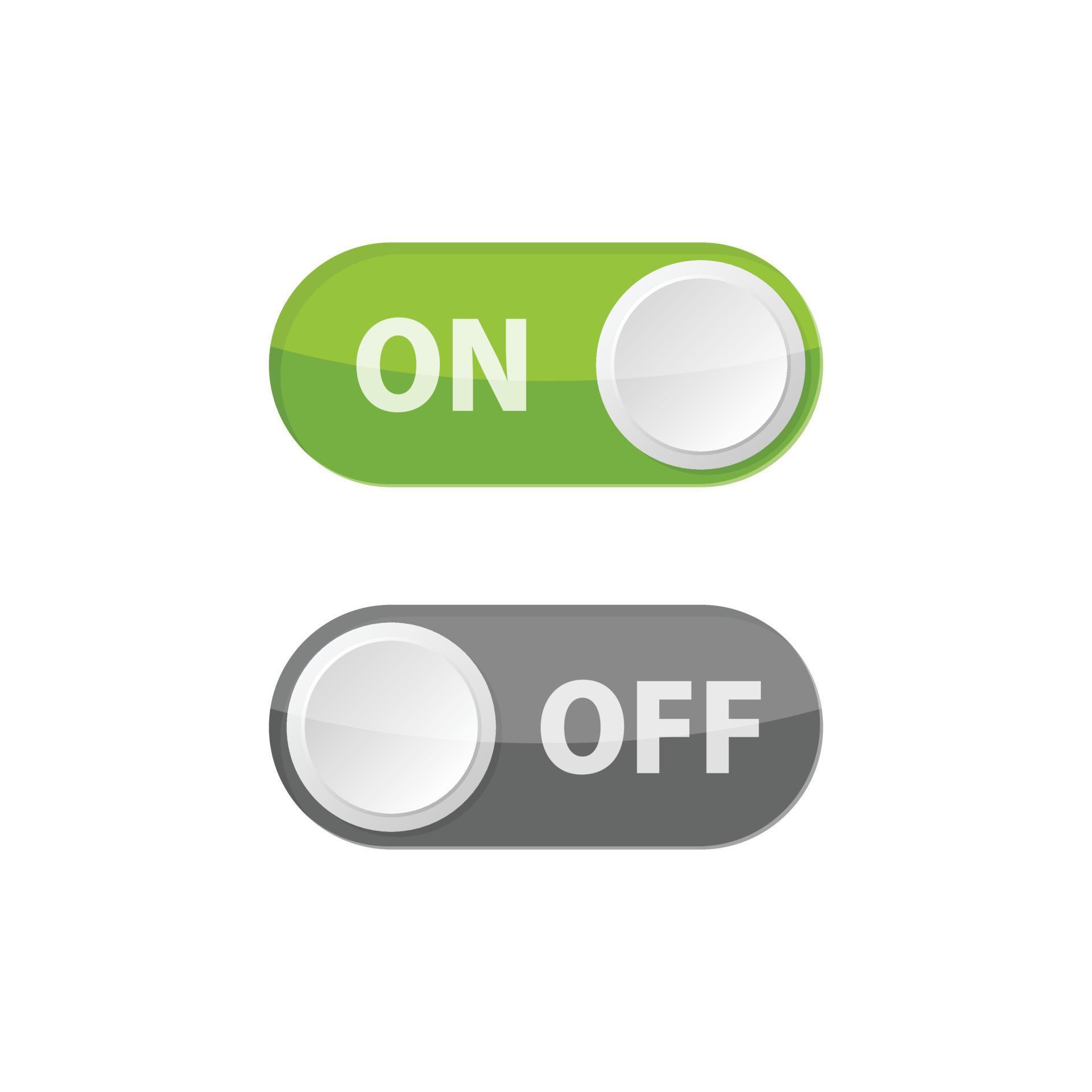 On and off buttons in flat style. Toggle switch vector illustration on isolated background ...